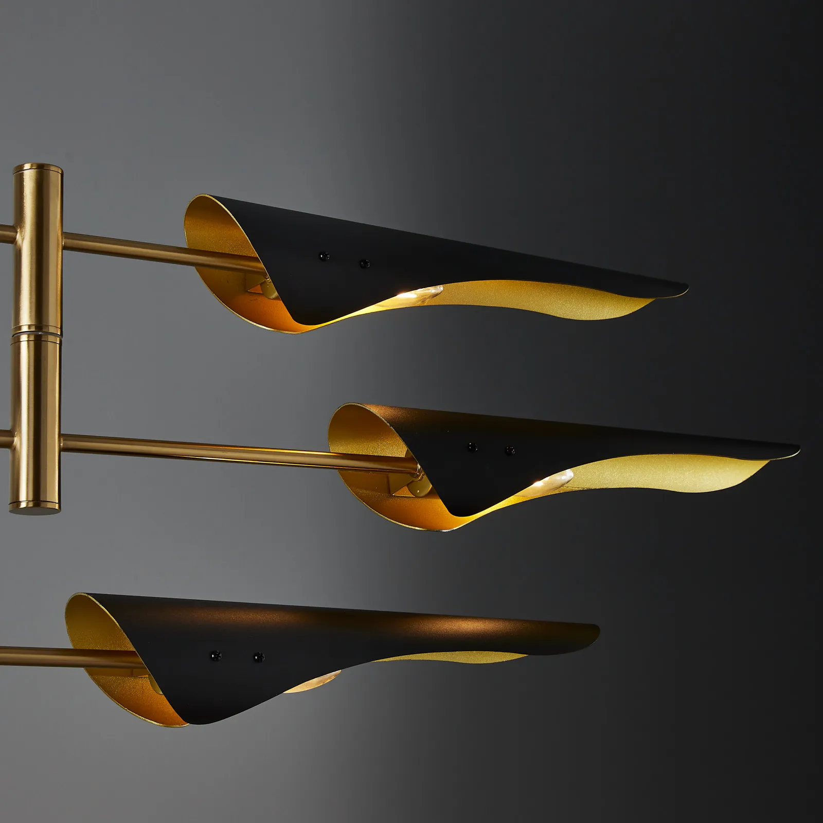 Ellis Brushed Gold Metal Chandelier Black Metal Shade | Koala Living