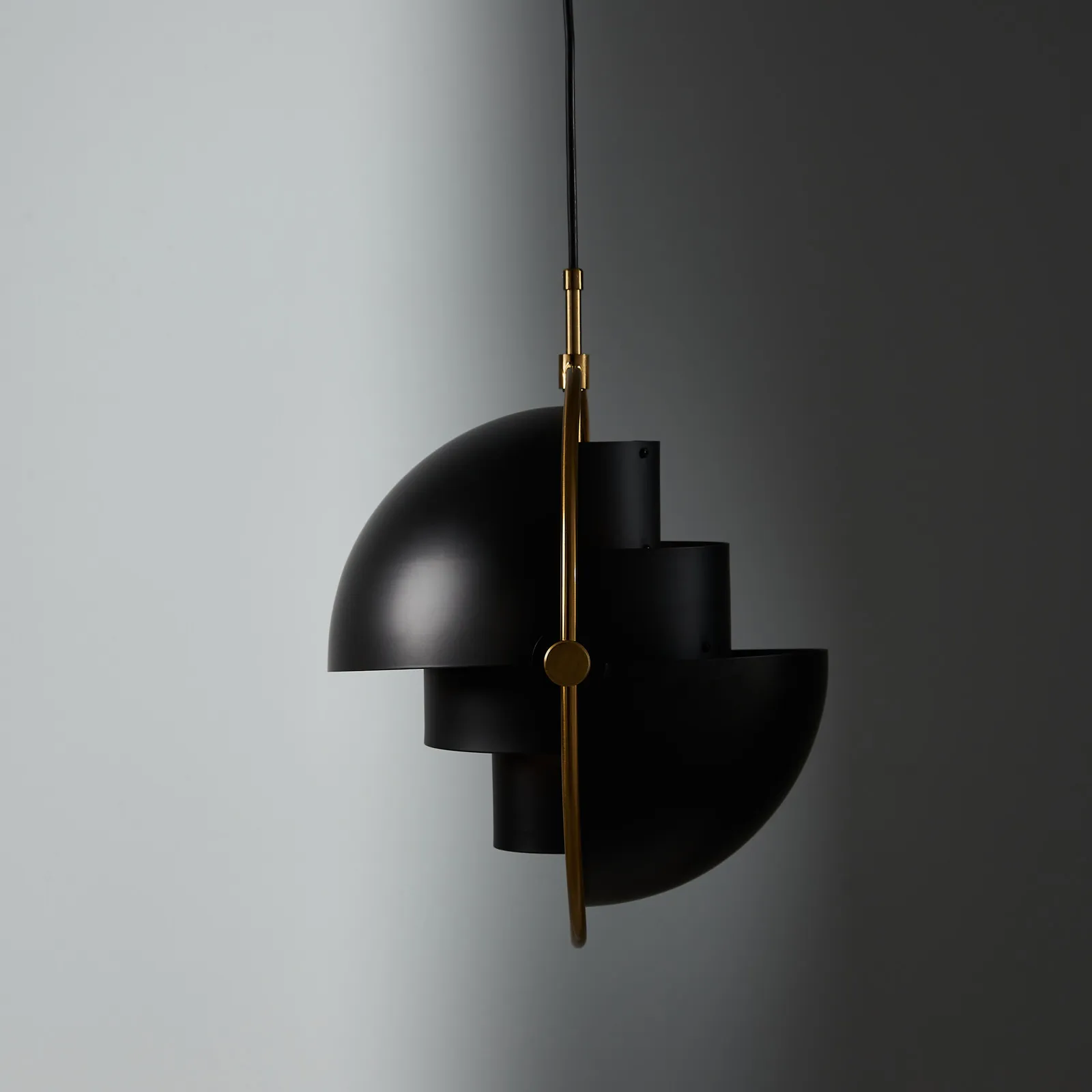 Selene Brushed Gold Metal Chandelier - 38 cm Black Metal Shade