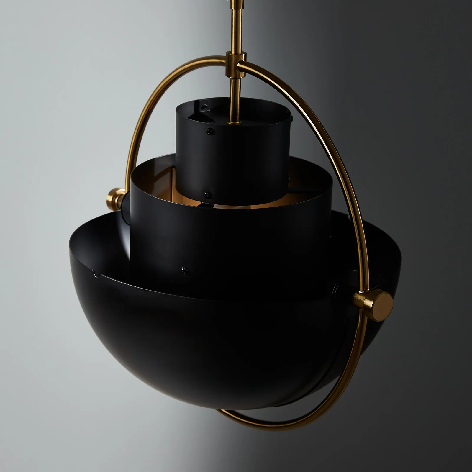 Selene Brushed Gold Metal Chandelier - 38 cm Black Metal Shade