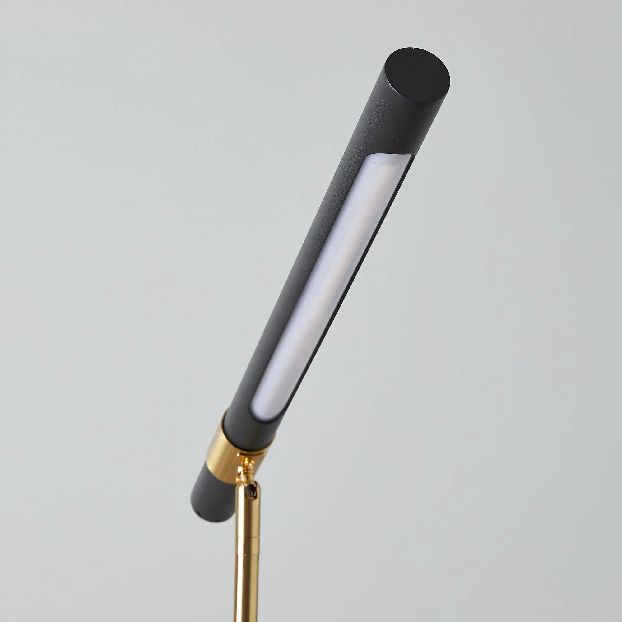 Kaia Brushed Gold Metal Floor Lamp Black Frosted Metal Shade | Koala Living