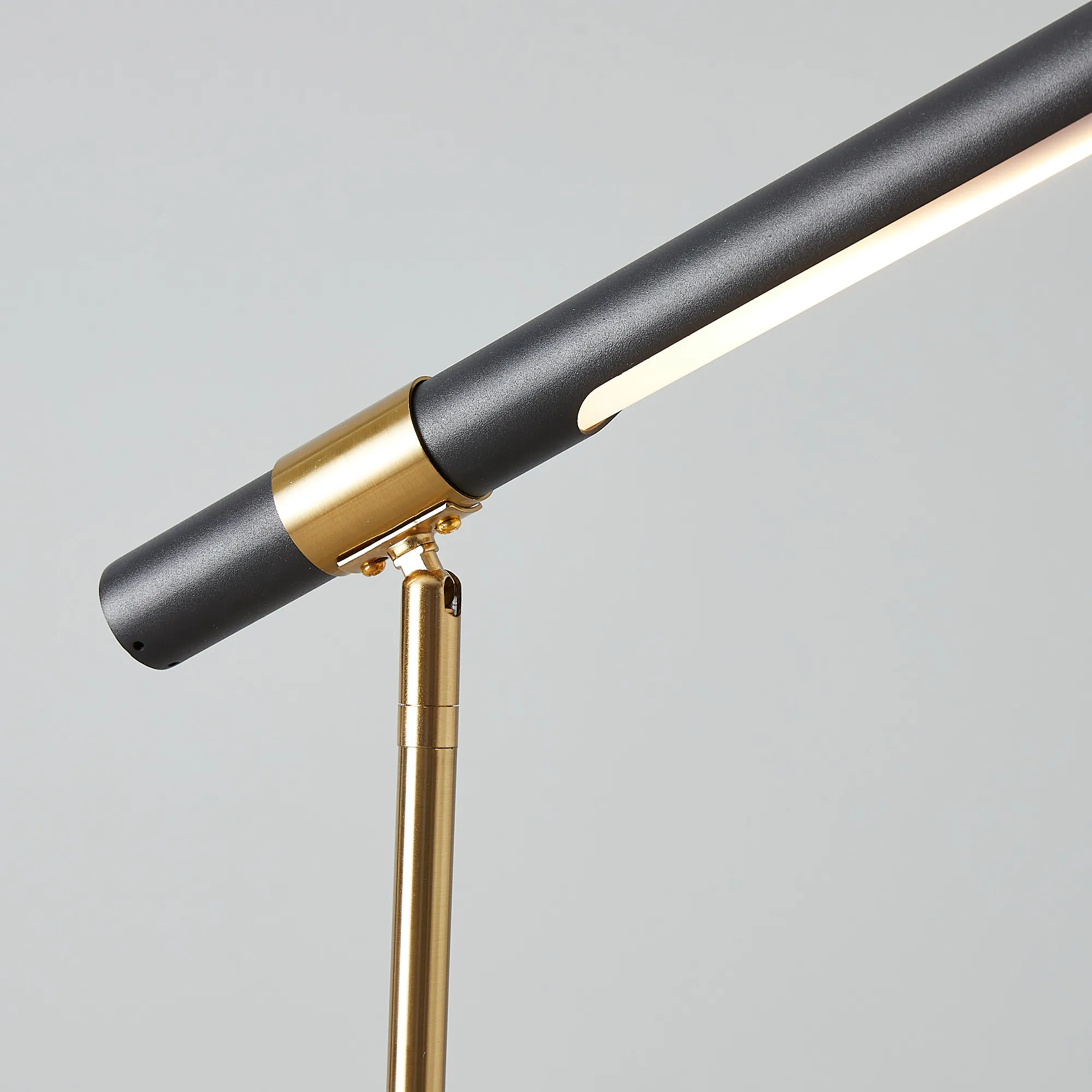 Kaia Brushed Gold Metal Floor Lamp Black Frosted Metal Shade | Koala Living