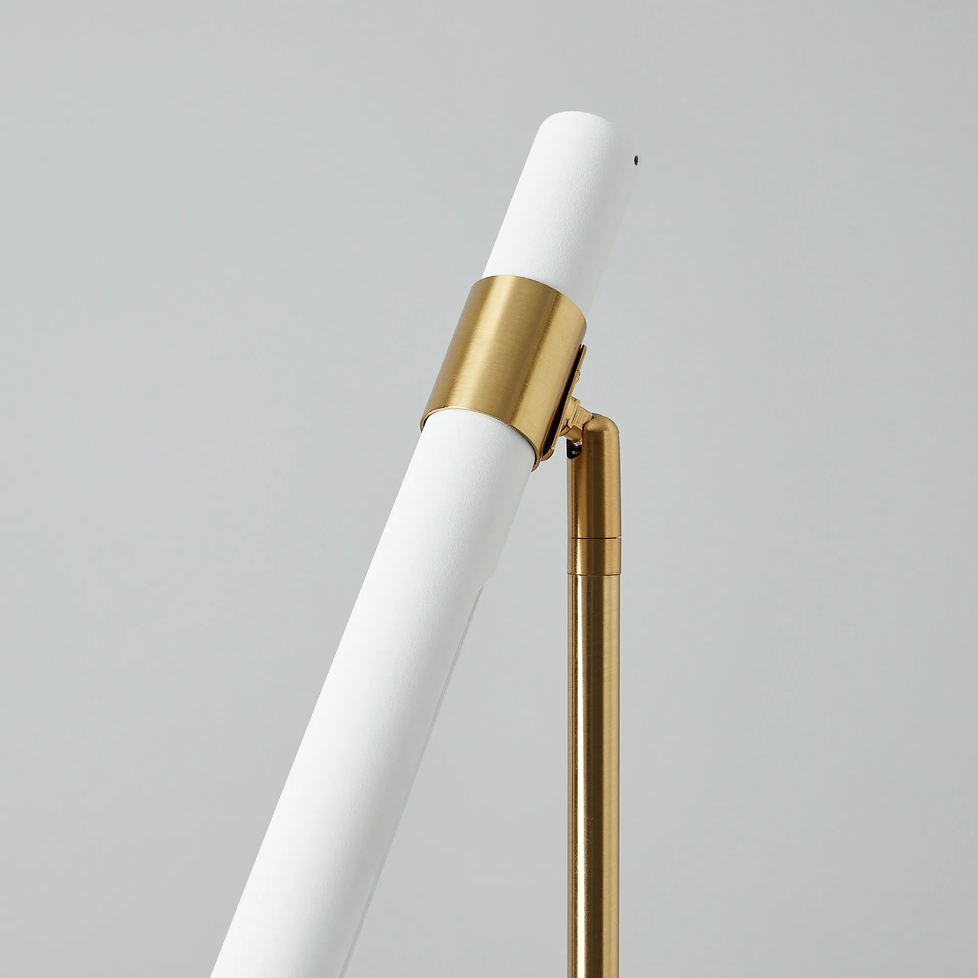 Kaia Brushed Gold Metal Floor Lamp White Frosted Metal Shade | Koala Living