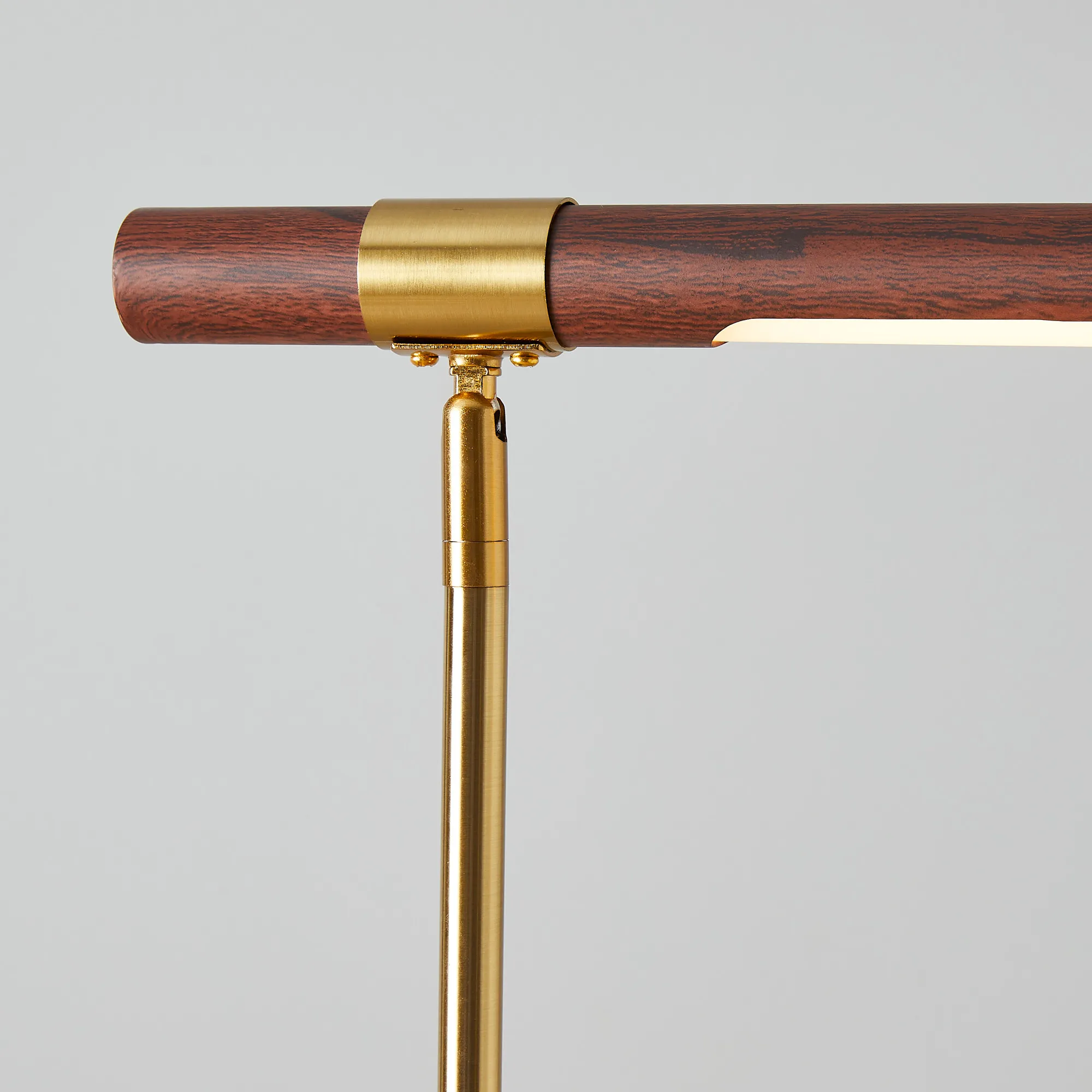 Kaia Brushed Gold Metal Table Lamp Walnut Metal Shade | Koala Living