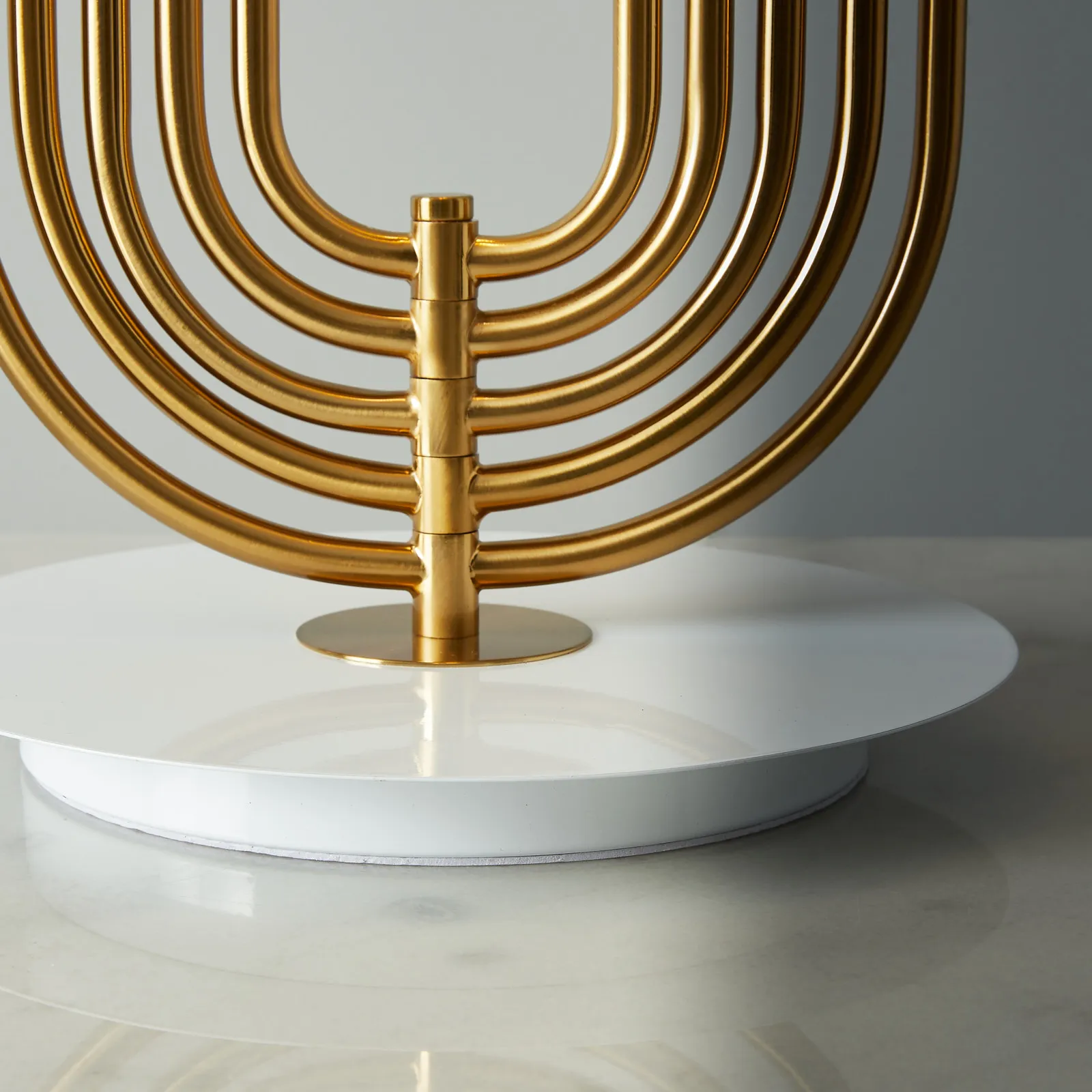 Diana Brushed Gold Metal Table Lamp White Metal Shade