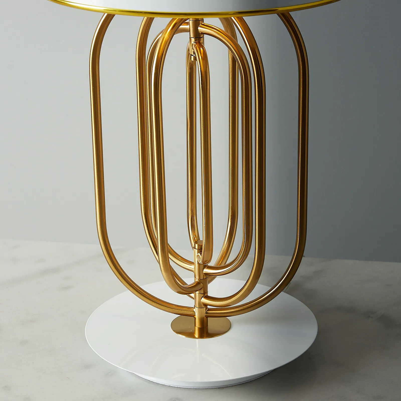 Diana Brushed Gold Metal Table Lamp White Metal Shade