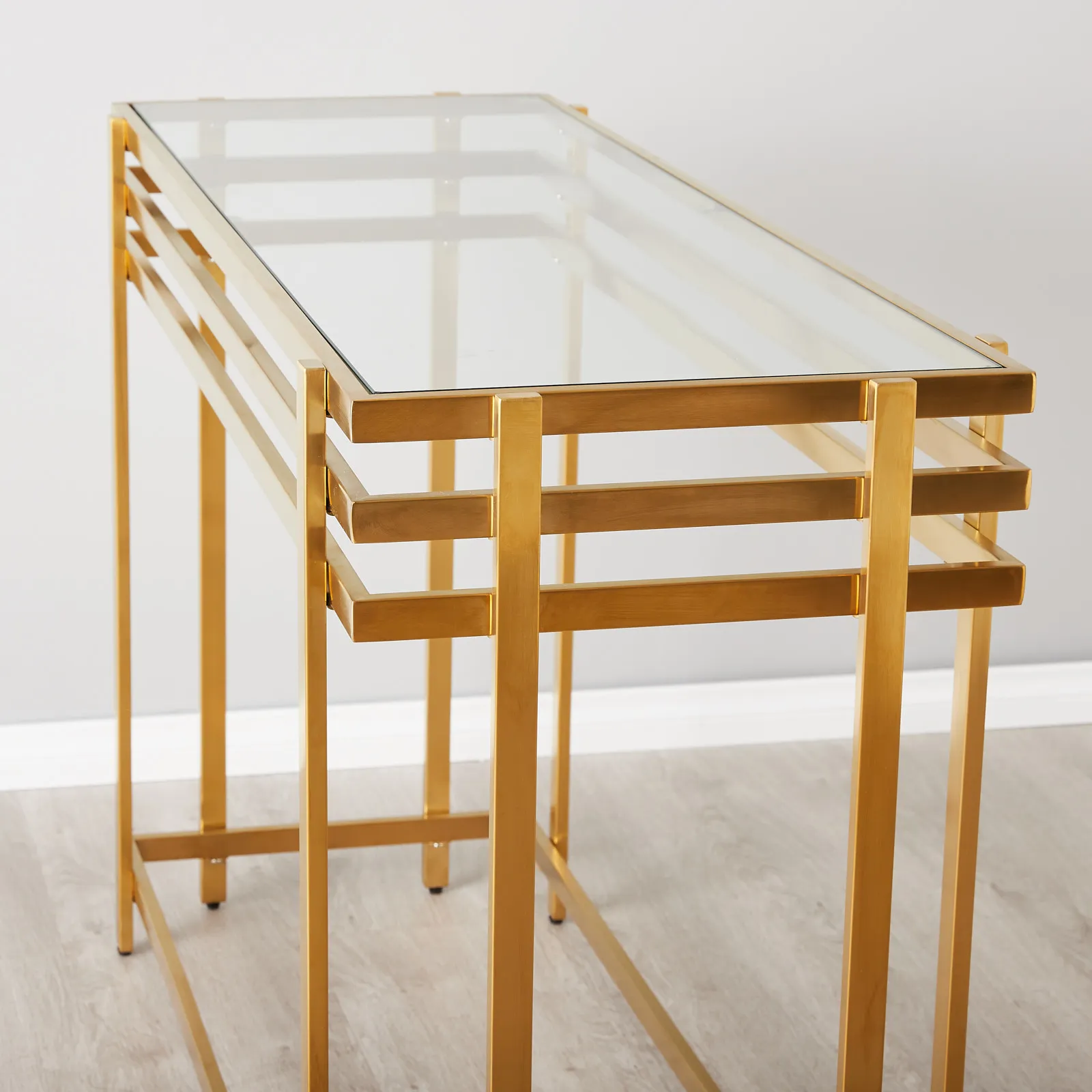 Grazia Brushed Gold Stainless Steel Console Table