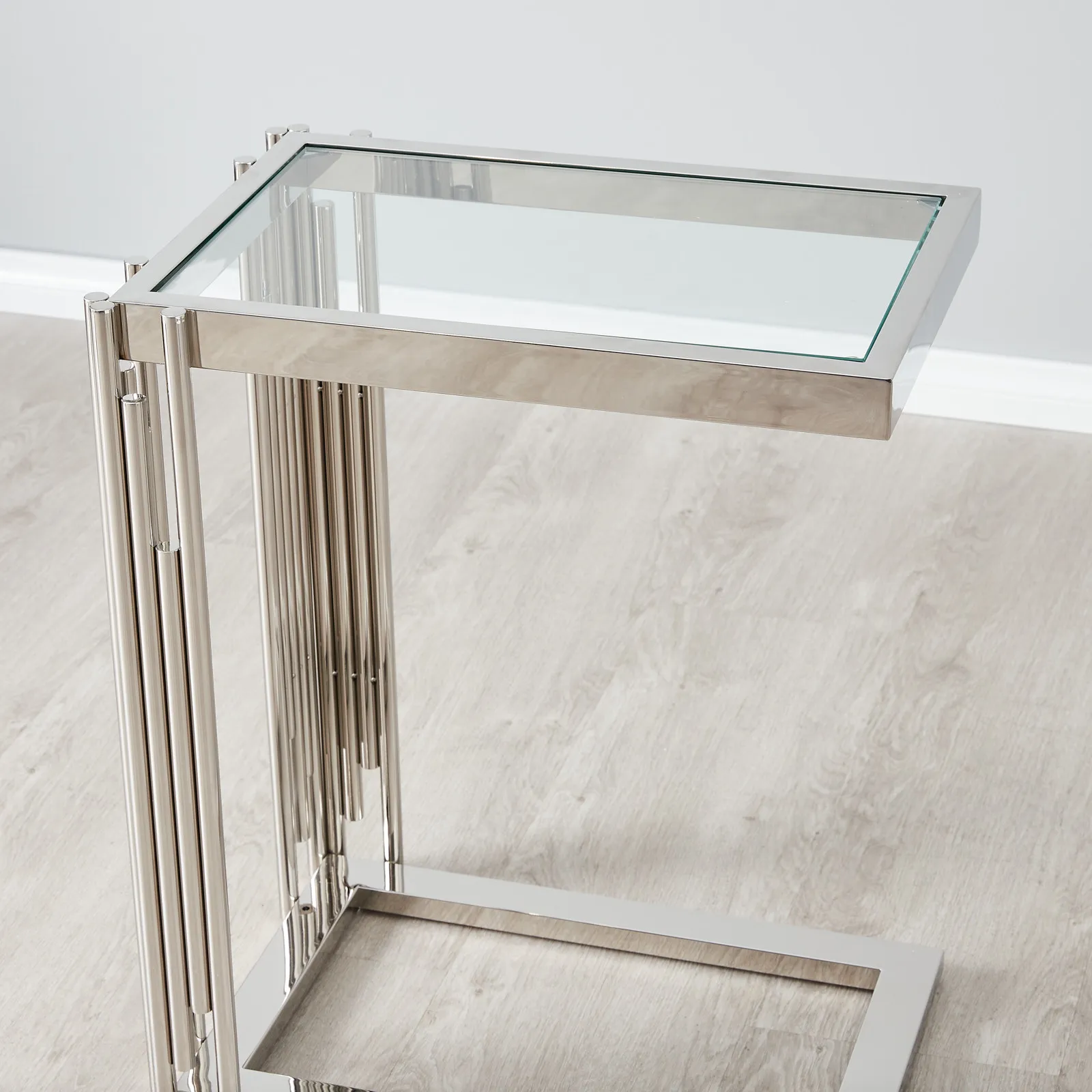 Jules Polished Silver Stainless Steel Side Table
