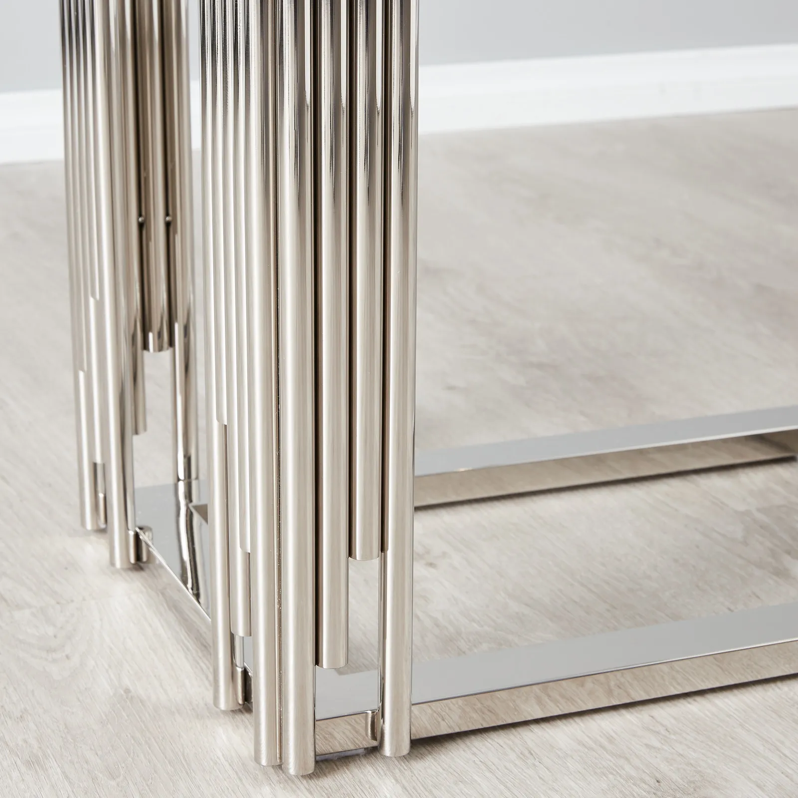 Jules Polished Silver Stainless Steel Side Table | Koala Living