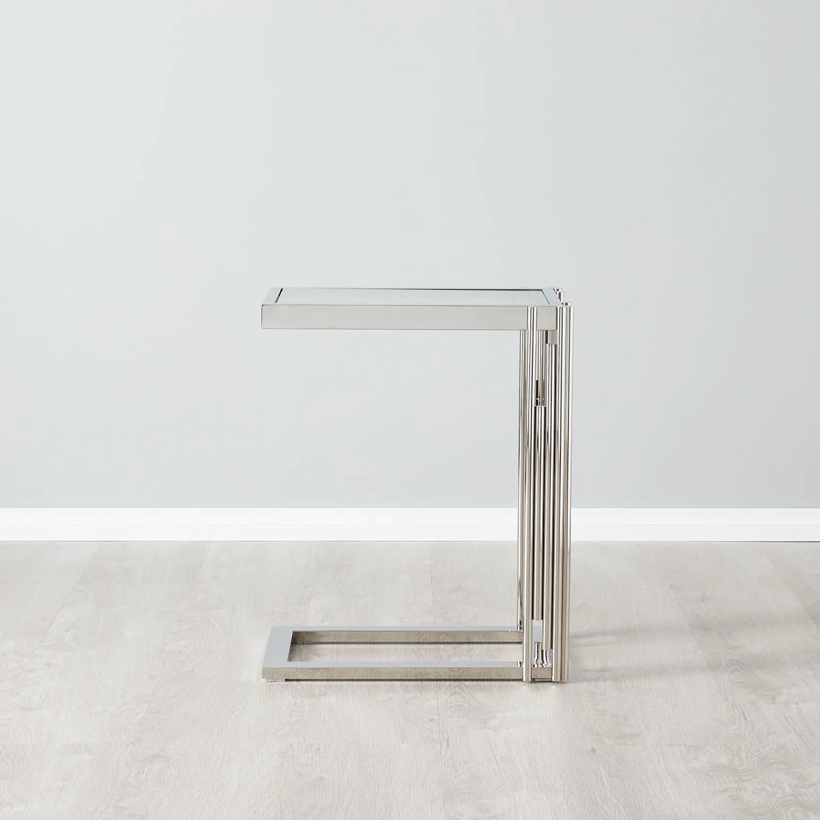 Jules Polished Silver Stainless Steel Side Table | Koala Living