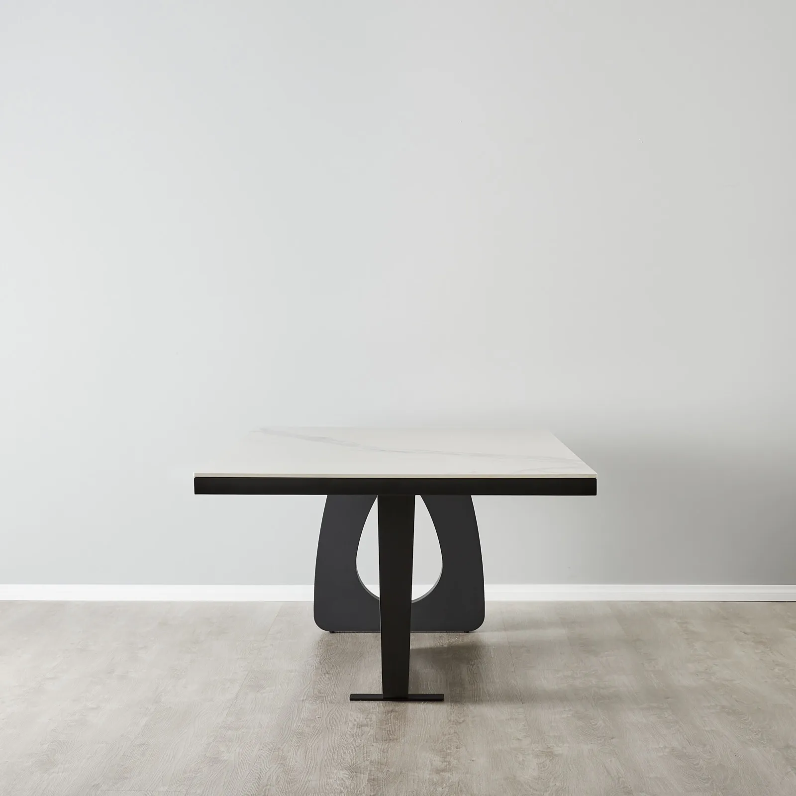 Aspen lll White Sintered Stone Dining Table Matte Black Legs