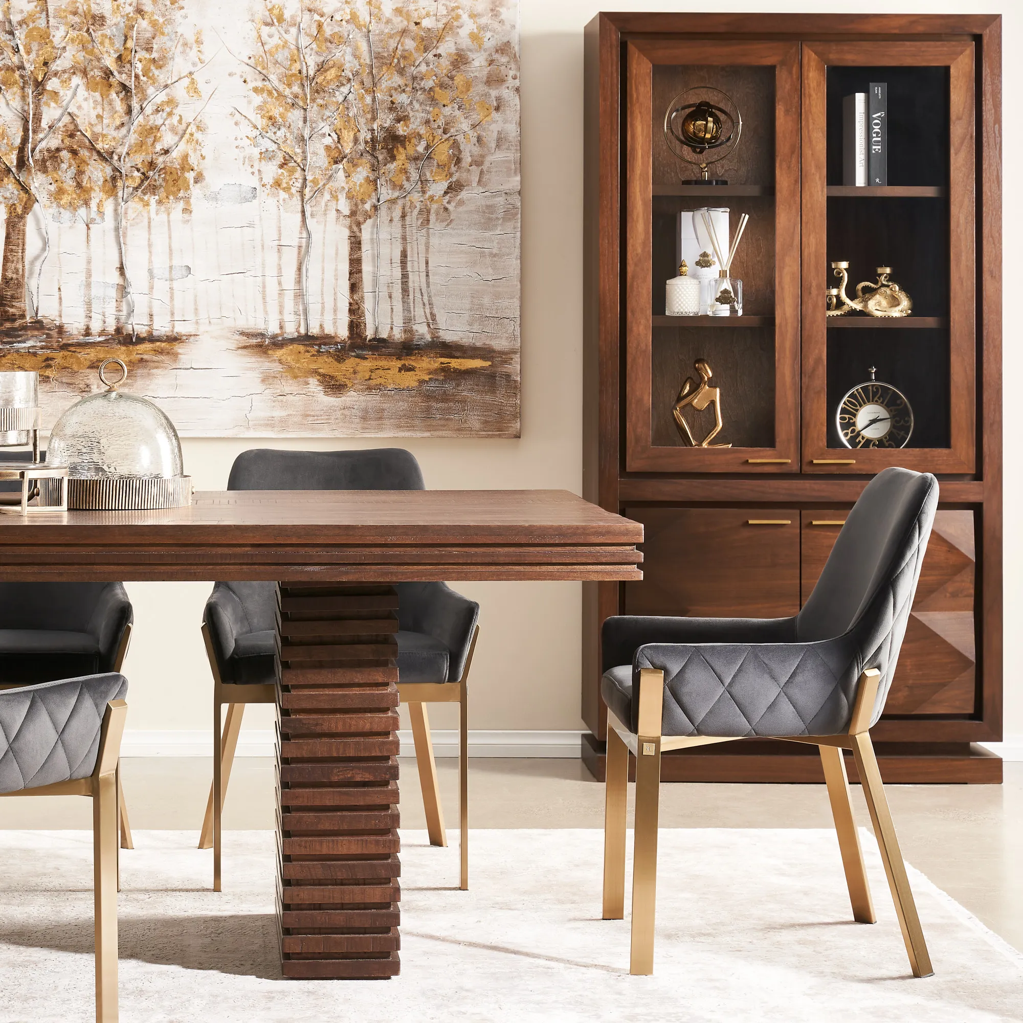 Xandra Dark Walnut Veneer Display Cabinet | Koala Living