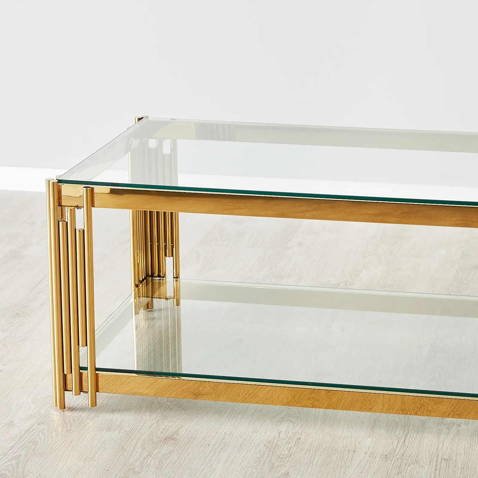Lindsay Polished Gold Stainless Steel Coffee Table