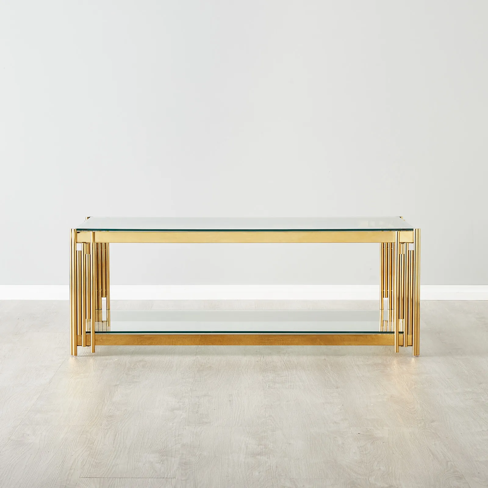 Lindsay Polished Gold Stainless Steel Coffee Table