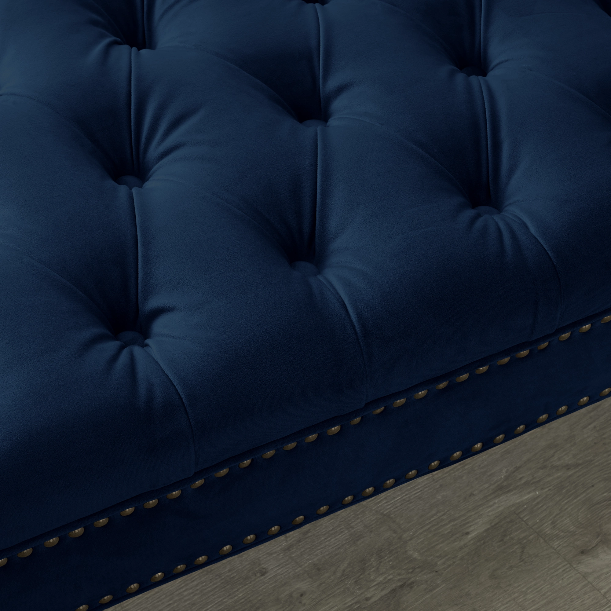 Vogue Navy Blue Velvet Ottoman | Koala Living