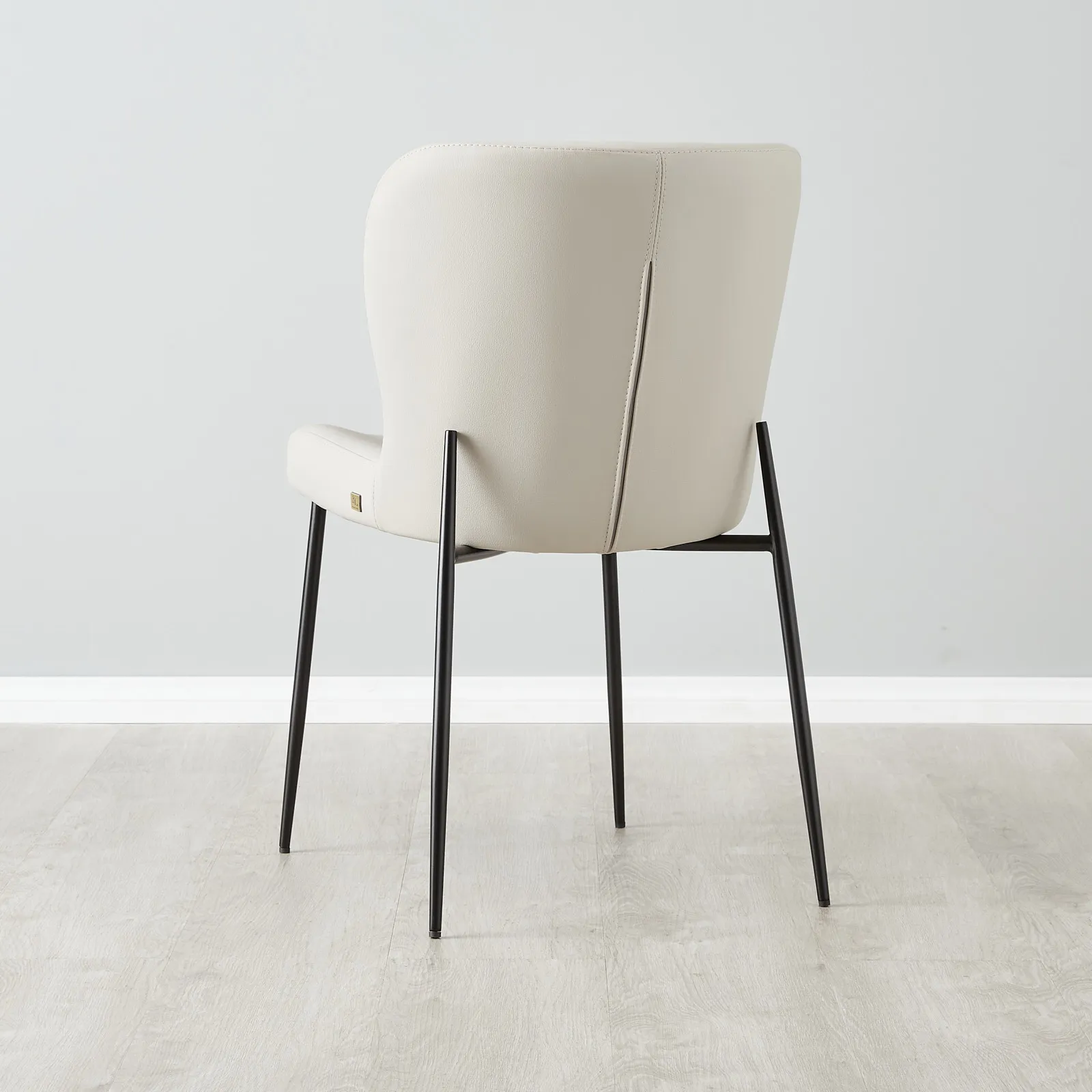 Hailey Glacier Grey Vegan Leather Dining Chair - Black Legs