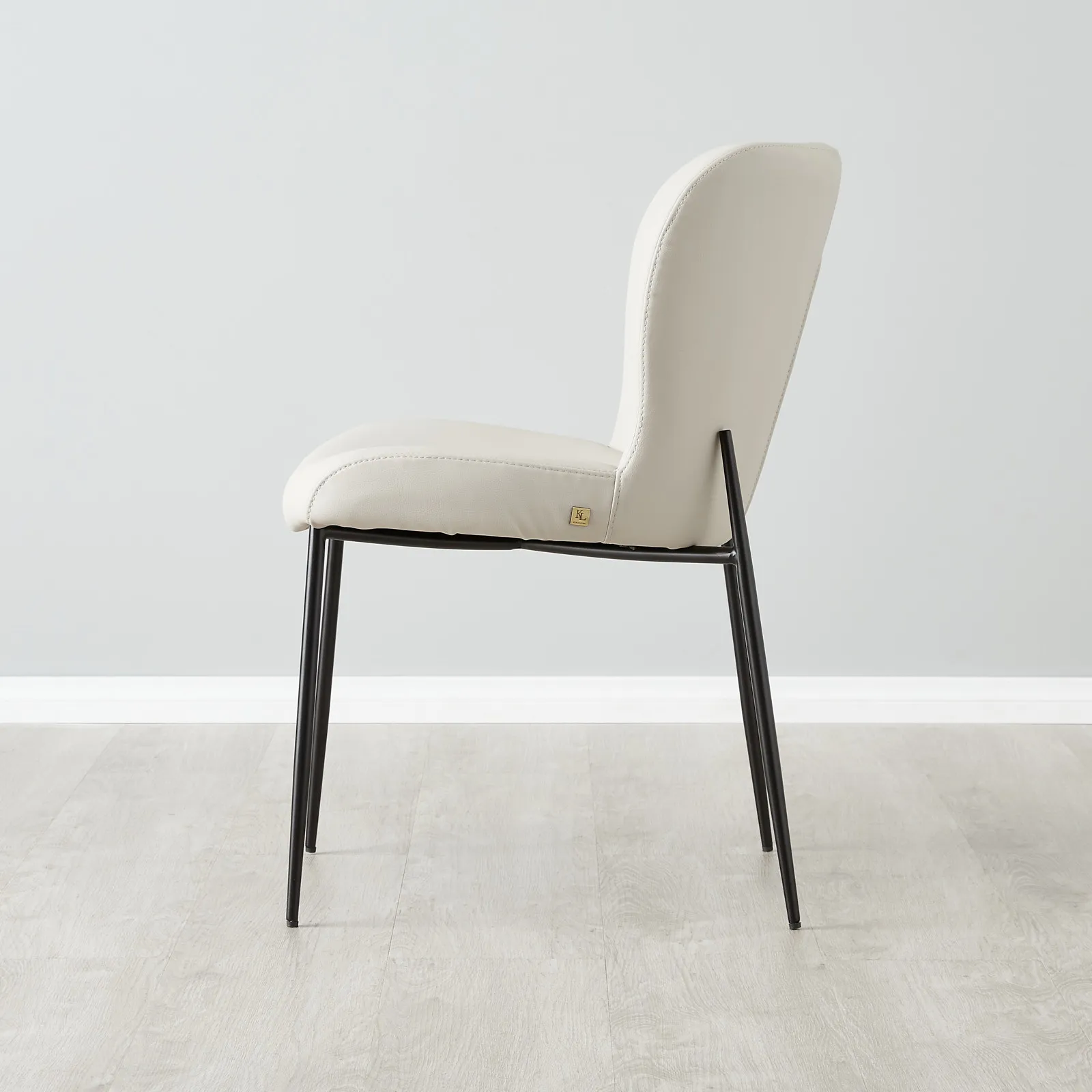 Hailey Glacier Grey Vegan Leather Dining Chair - Black Legs