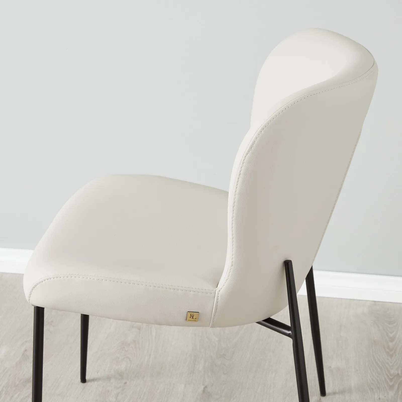 Hailey Glacier Grey Vegan Leather Dining Chair - Black Legs