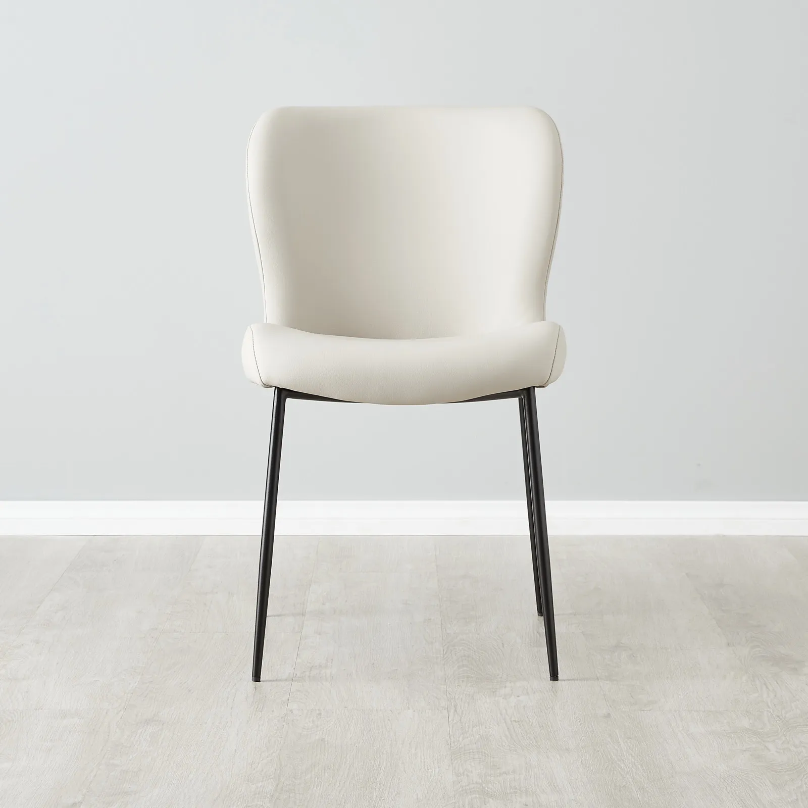 Hailey Glacier Grey Vegan Leather Dining Chair - Black Legs
