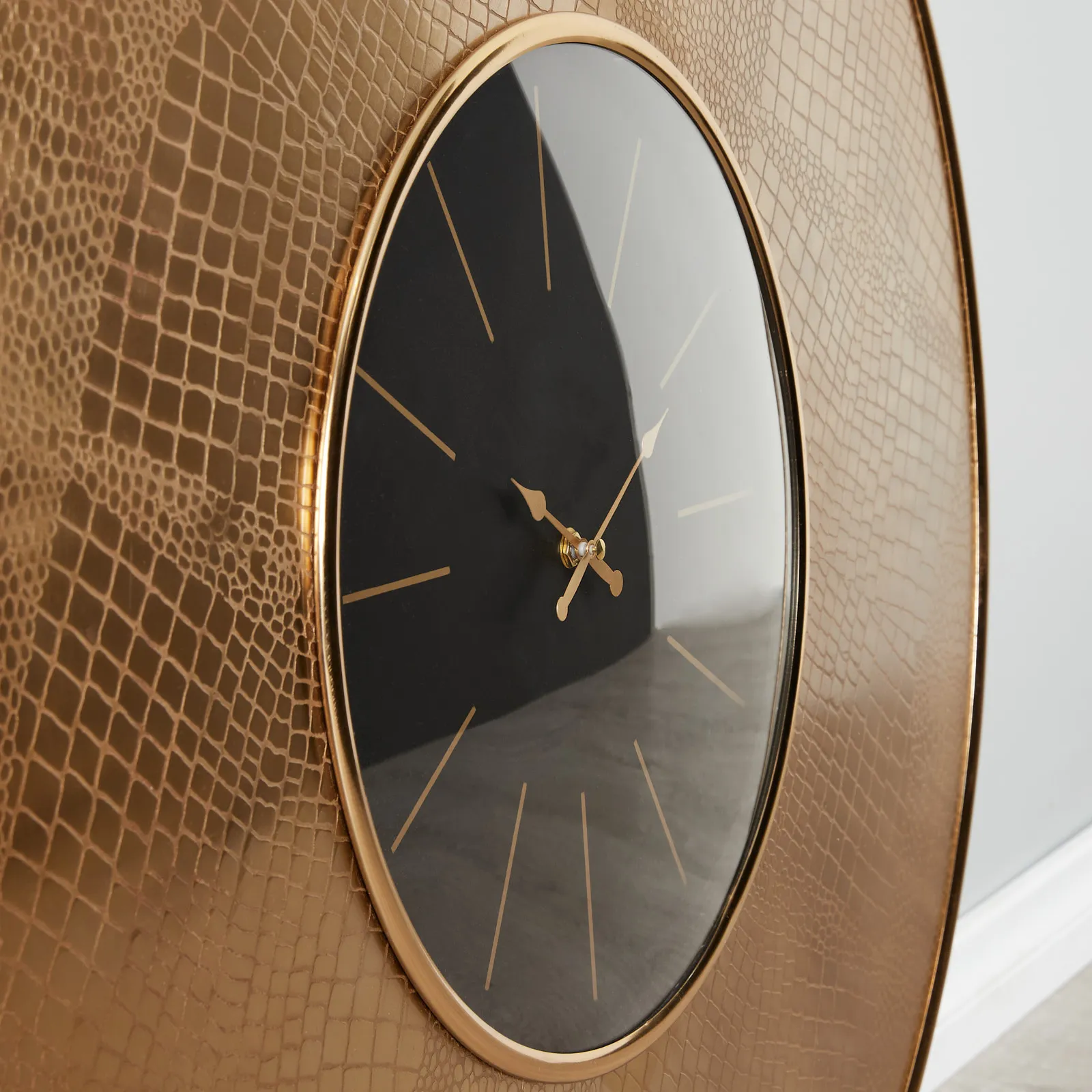 Miriam Matte Antique Brass Croc Pattern Wall Clock