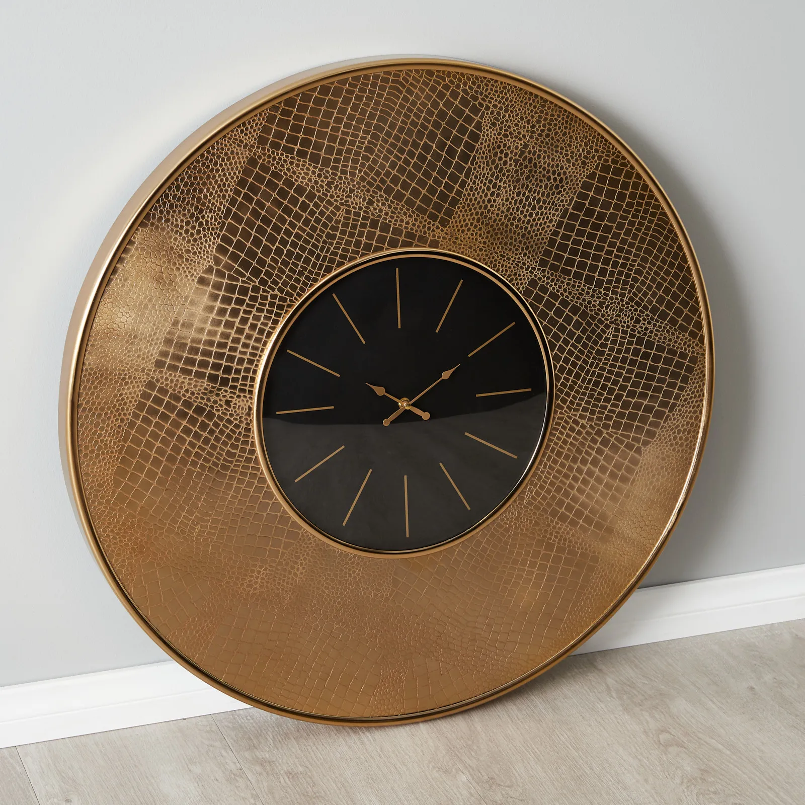 Miriam Matte Antique Brass Croc Pattern Wall Clock