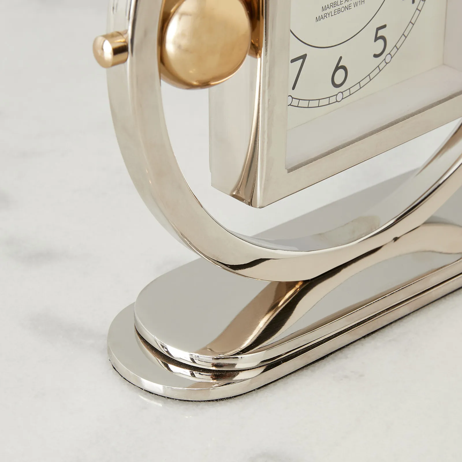 Tiffany Matte Antique Nickel and Brass Table Clock