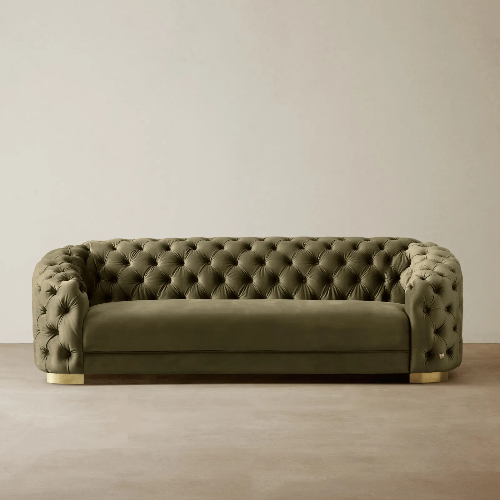 Kelly Olive Green Velvet Ottoman