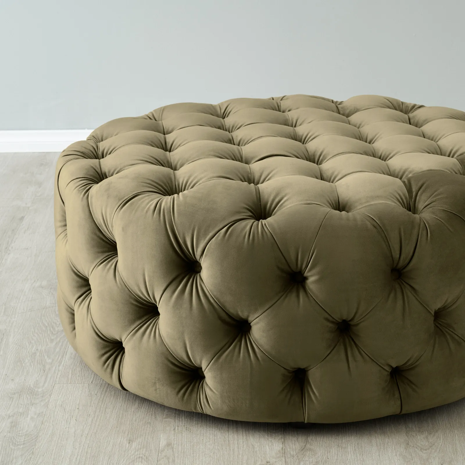 Kelly Olive Green Velvet Ottoman