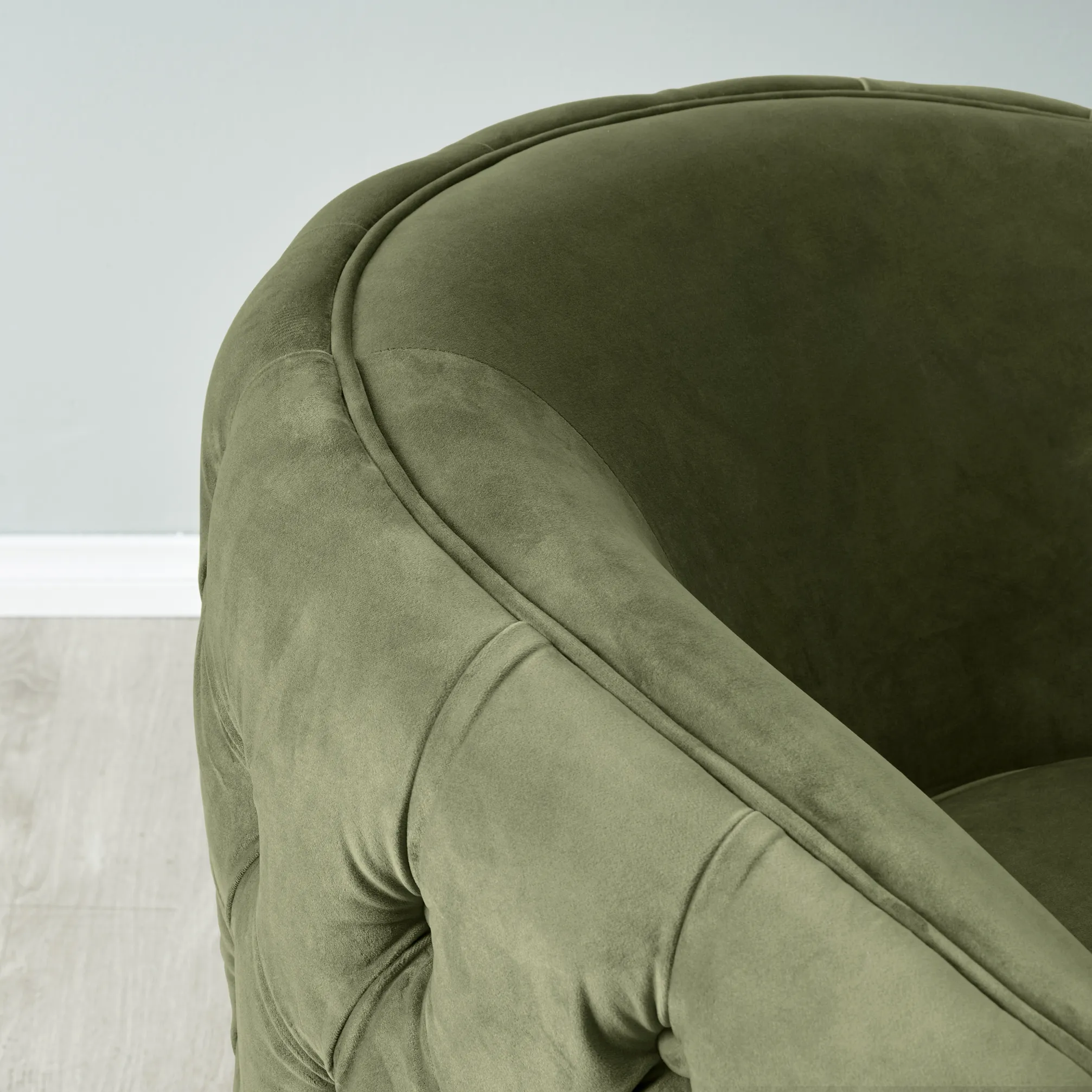 Kelly Olive Green Velvet Swivel Chair Gold Legs