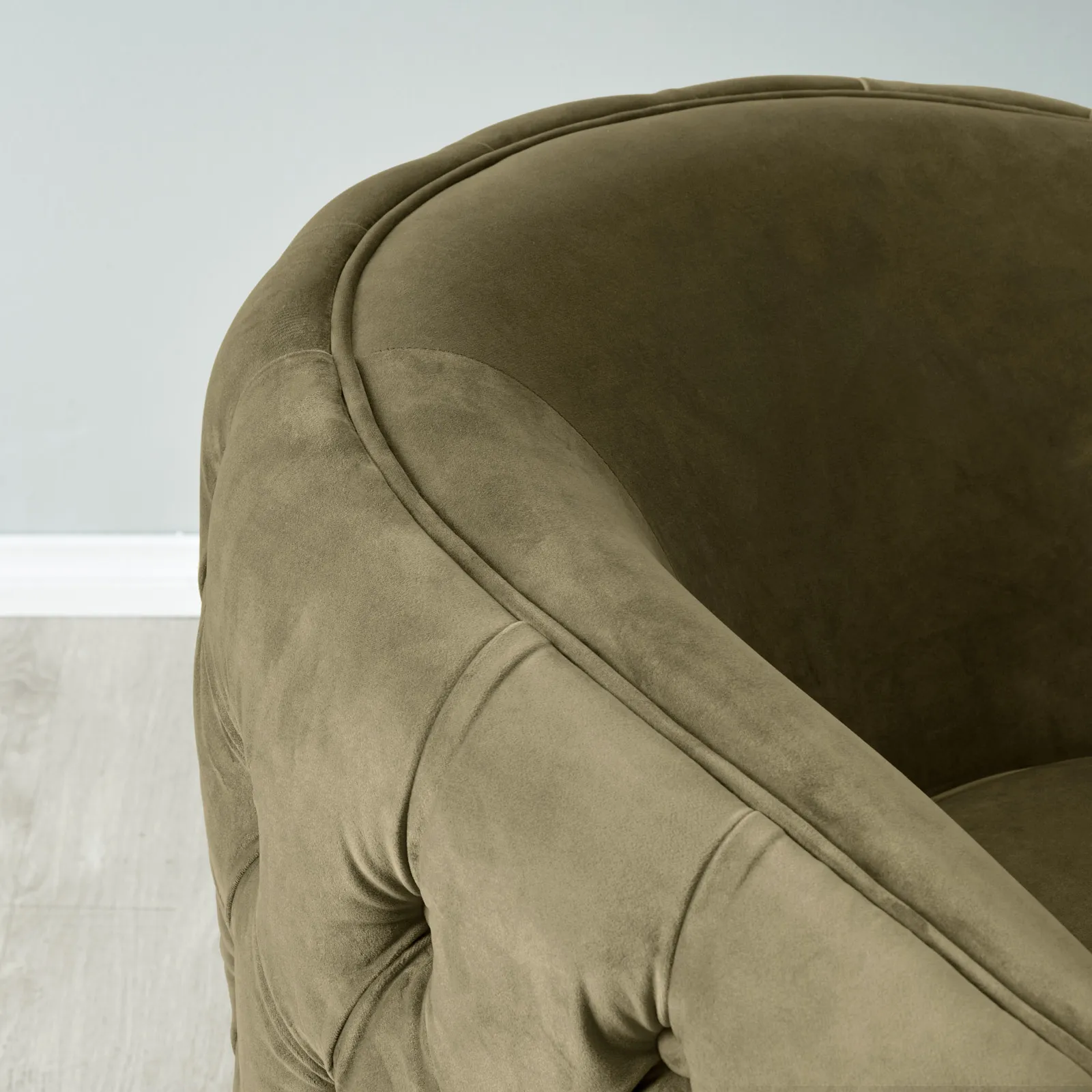 Kelly Olive Green Velvet Swivel Chair Gold Legs | Koala Living