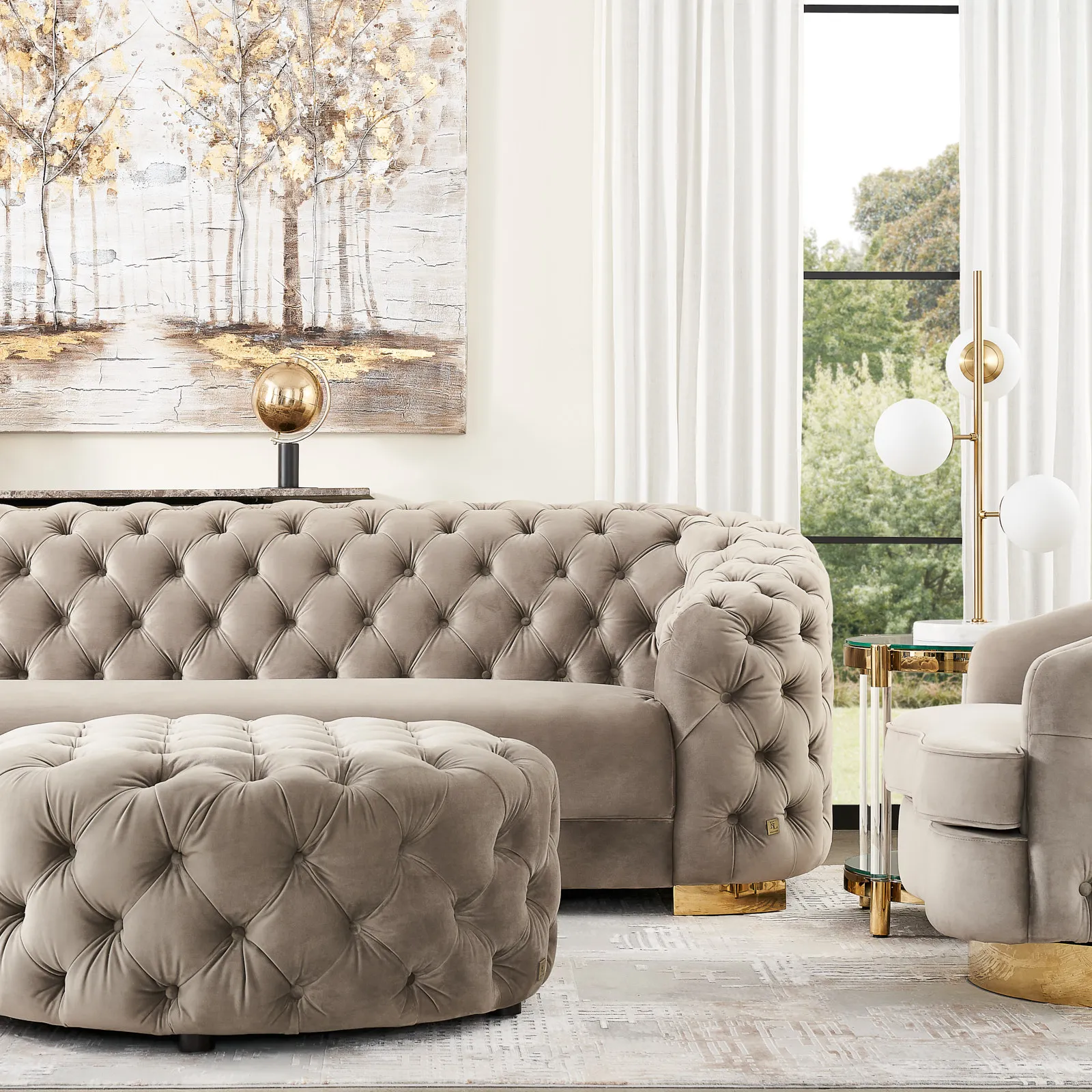 Kelly Olive Green Velvet Swivel Chair Gold Legs | Koala Living
