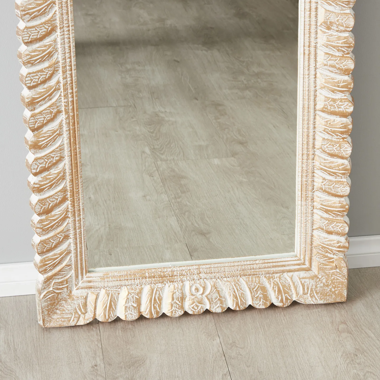 Apollo White Gold Wooden Rectangle Mirror