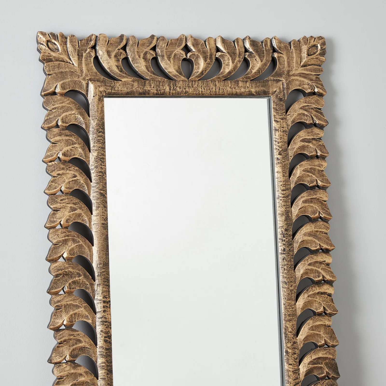 Daphne Black and Gold Carved Wooden Rectangle Mirror | Koala Living