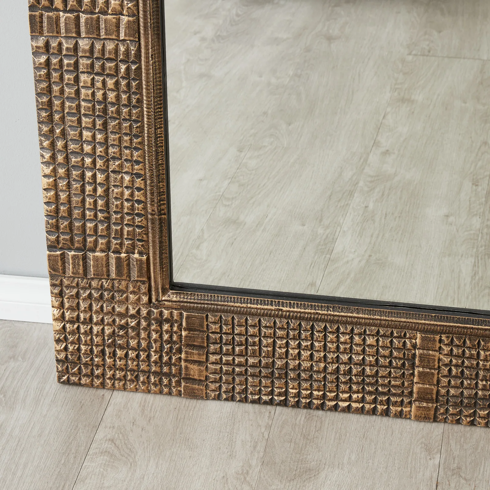 Concentric Black and Gold Carved Wooden Rectangle Mirror | Koala Living