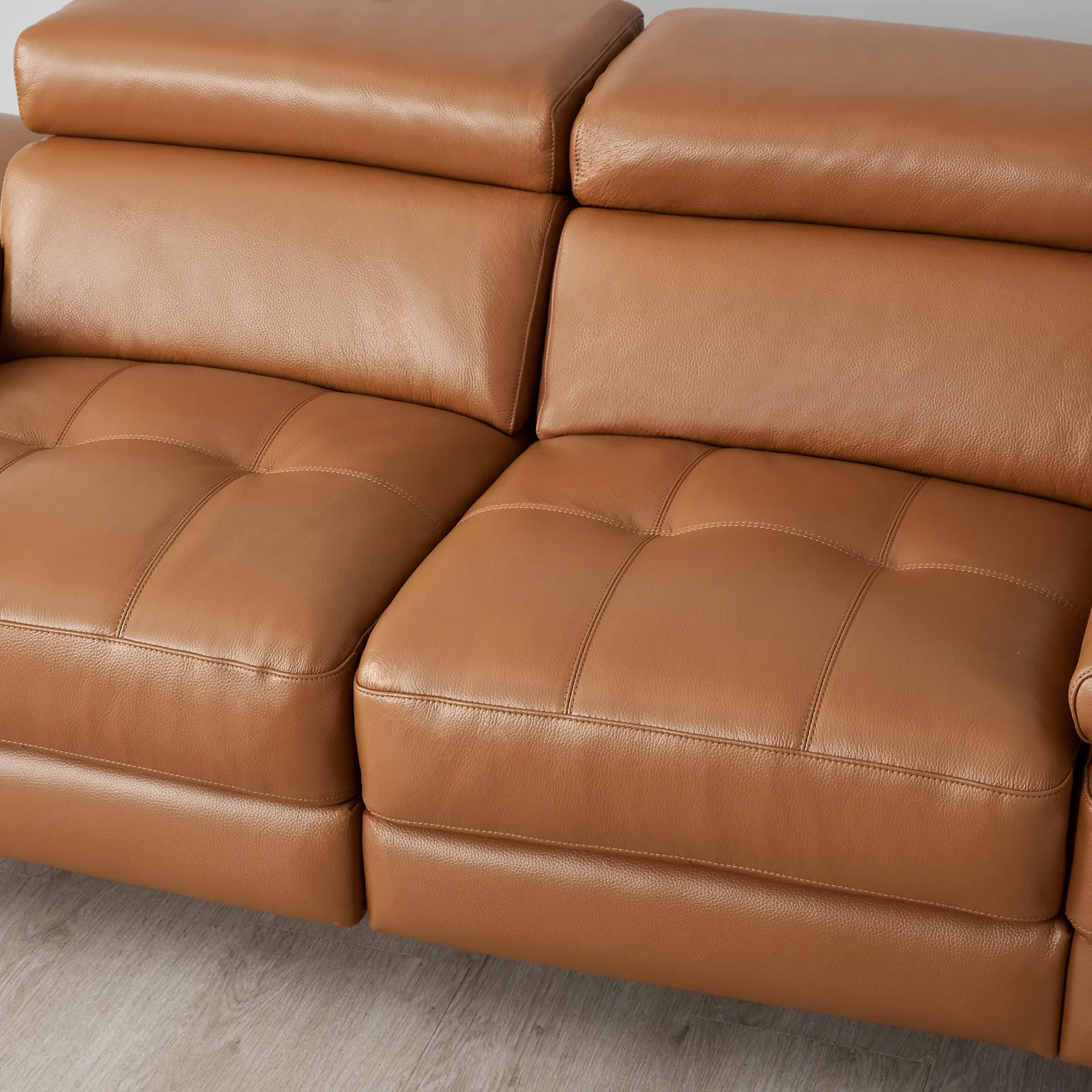 Elena Savannah Brown Leather 2-Seater Electric Recliner | Koala Living