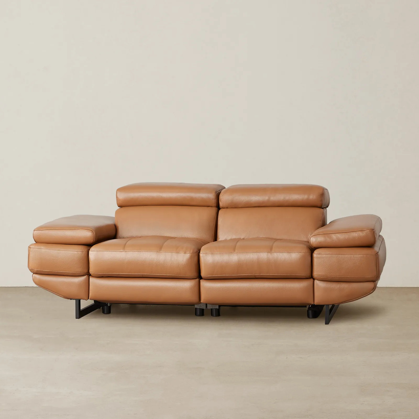 Elena Savannah Brown Leather 2-Seater Electric Recliner | Koala Living