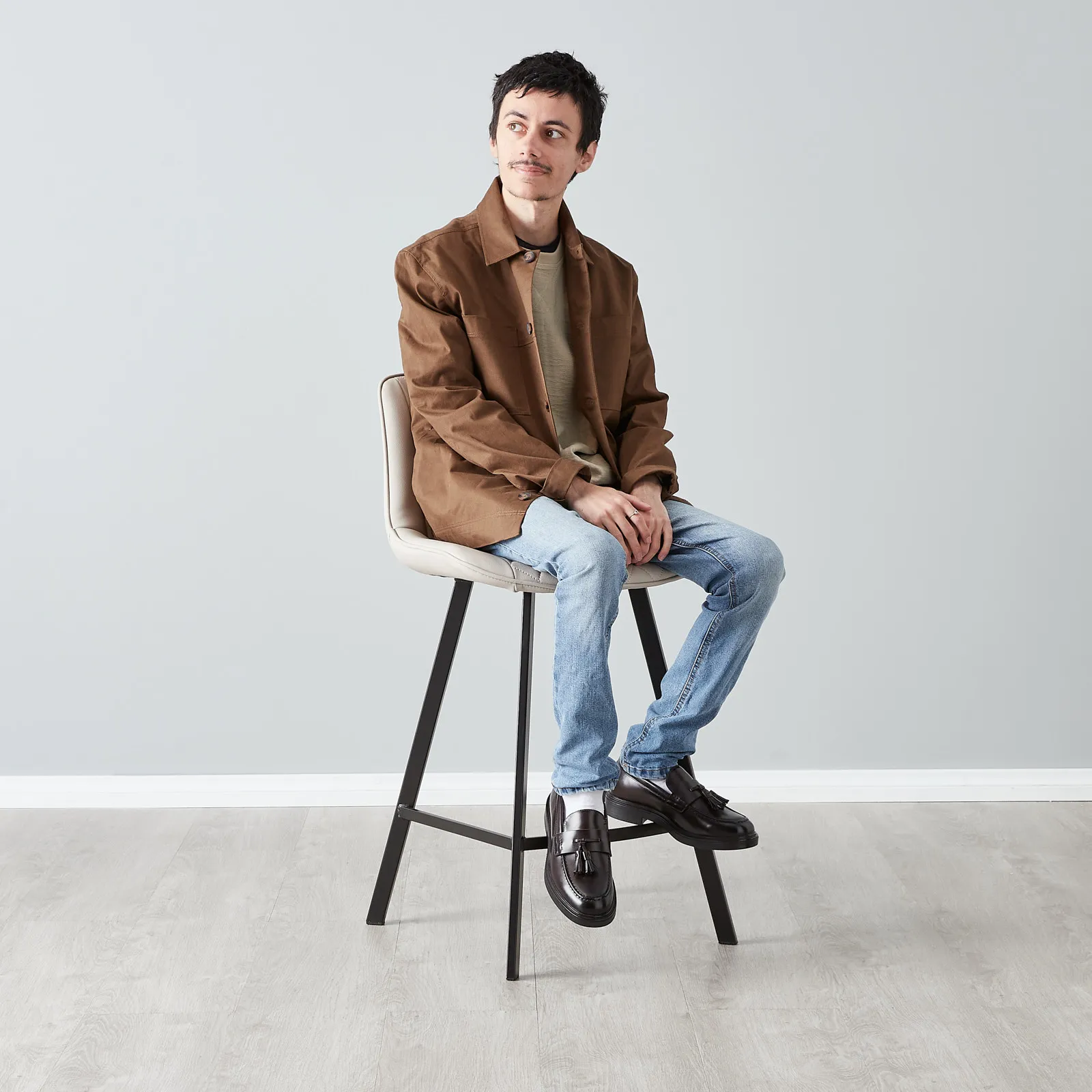 Gavin Glacier Grey Vegan Leather Bar Stool