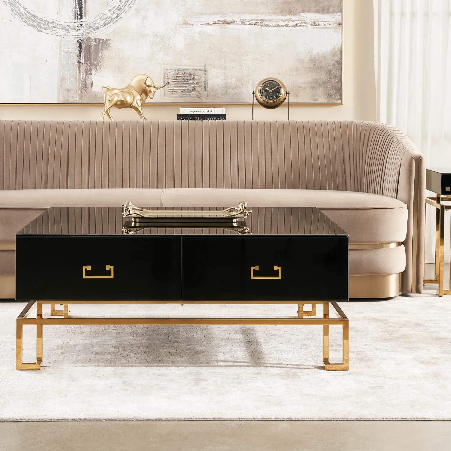 Luella Black 4-Drawer Coffee Table