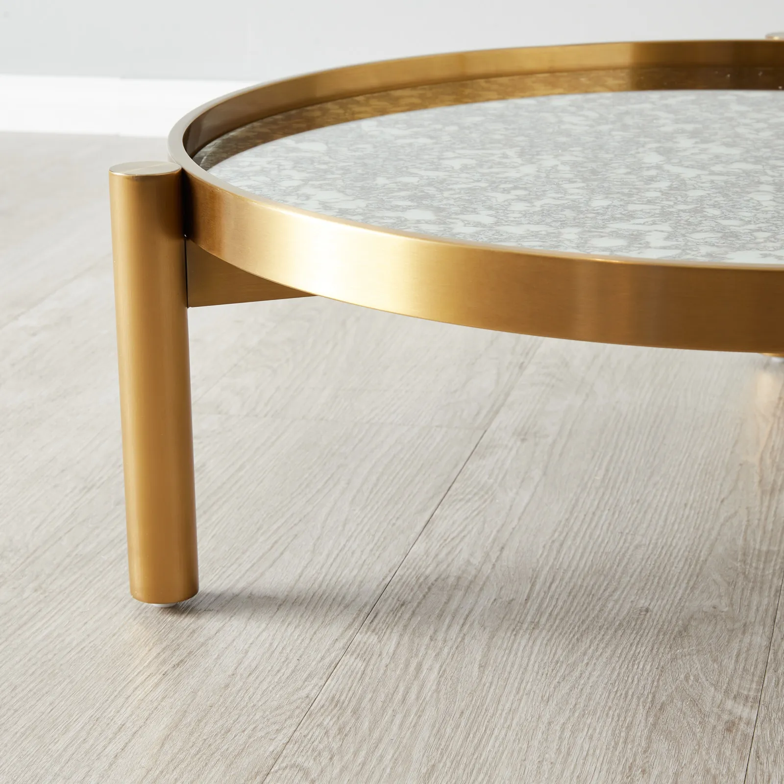 Helena Antique Glass Round Coffee Table - 80 cm