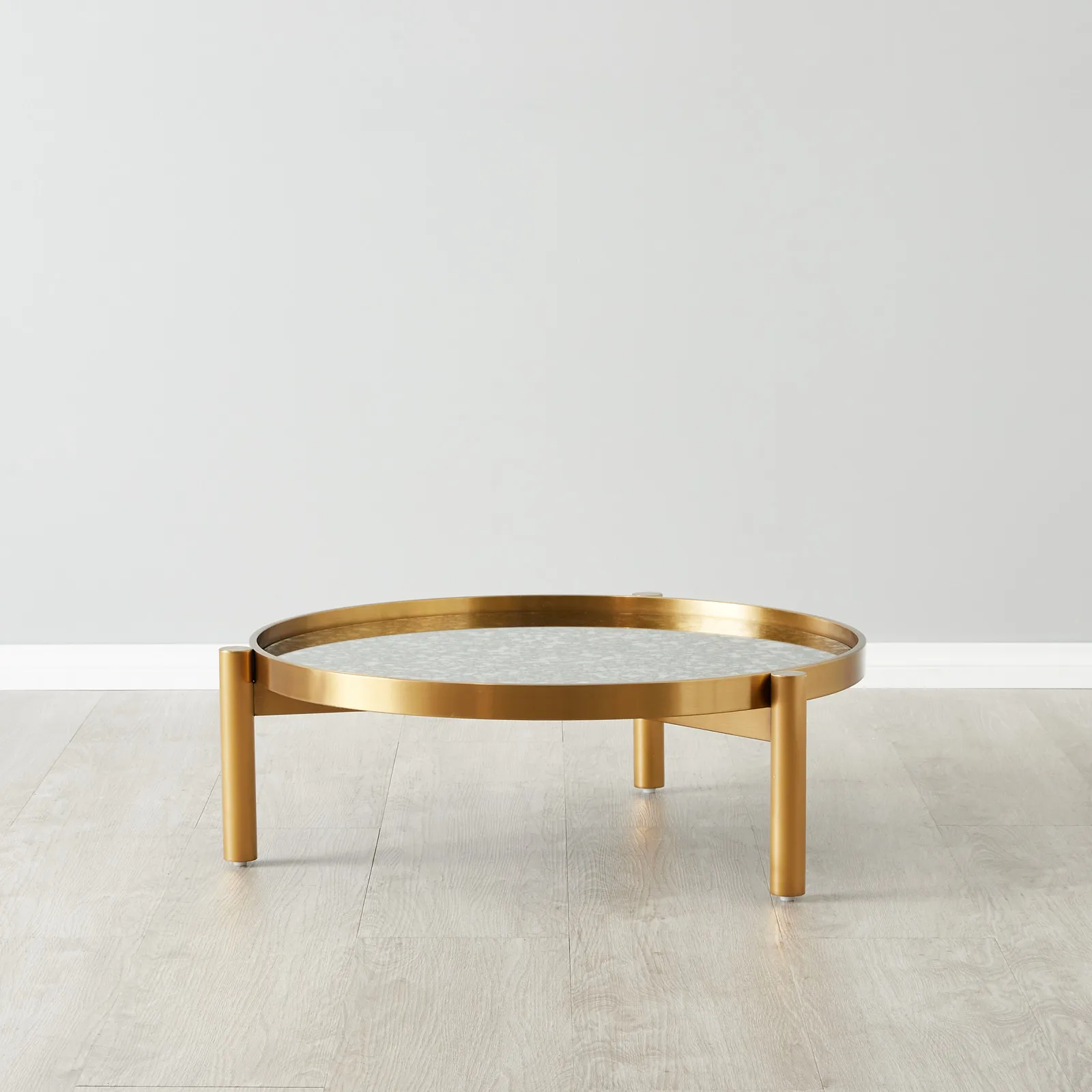 Helena Antique Glass Round Coffee Table - 80 cm