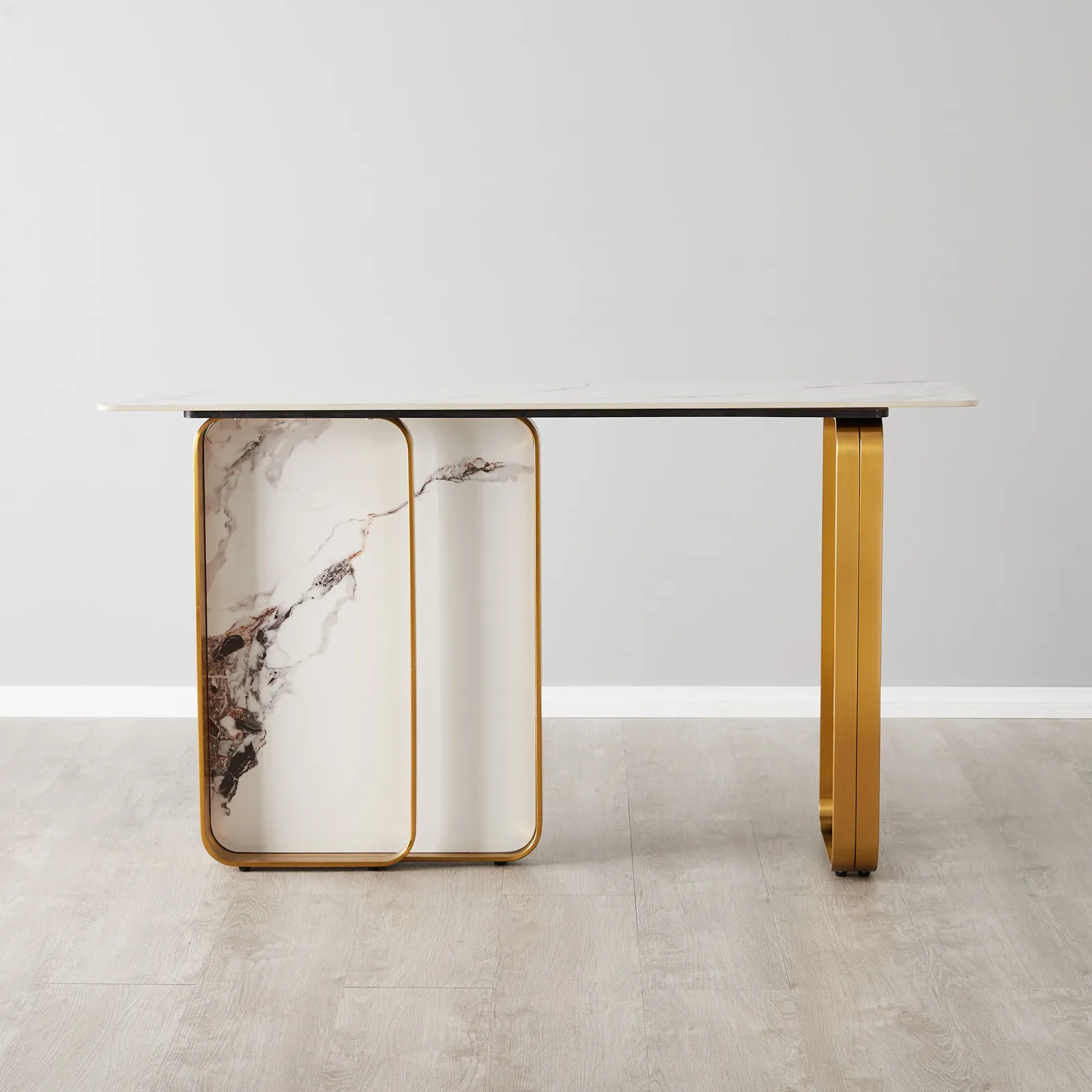 Marbella Cold Calacatta White Sintered Stone Console Table - Brushed ...