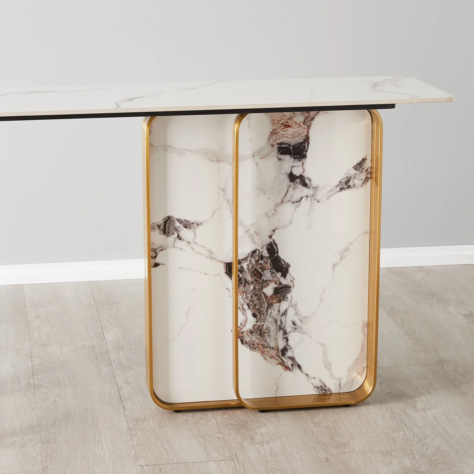 Marbella Cold Calacatta White Sintered Stone Console Table - Brushed ...