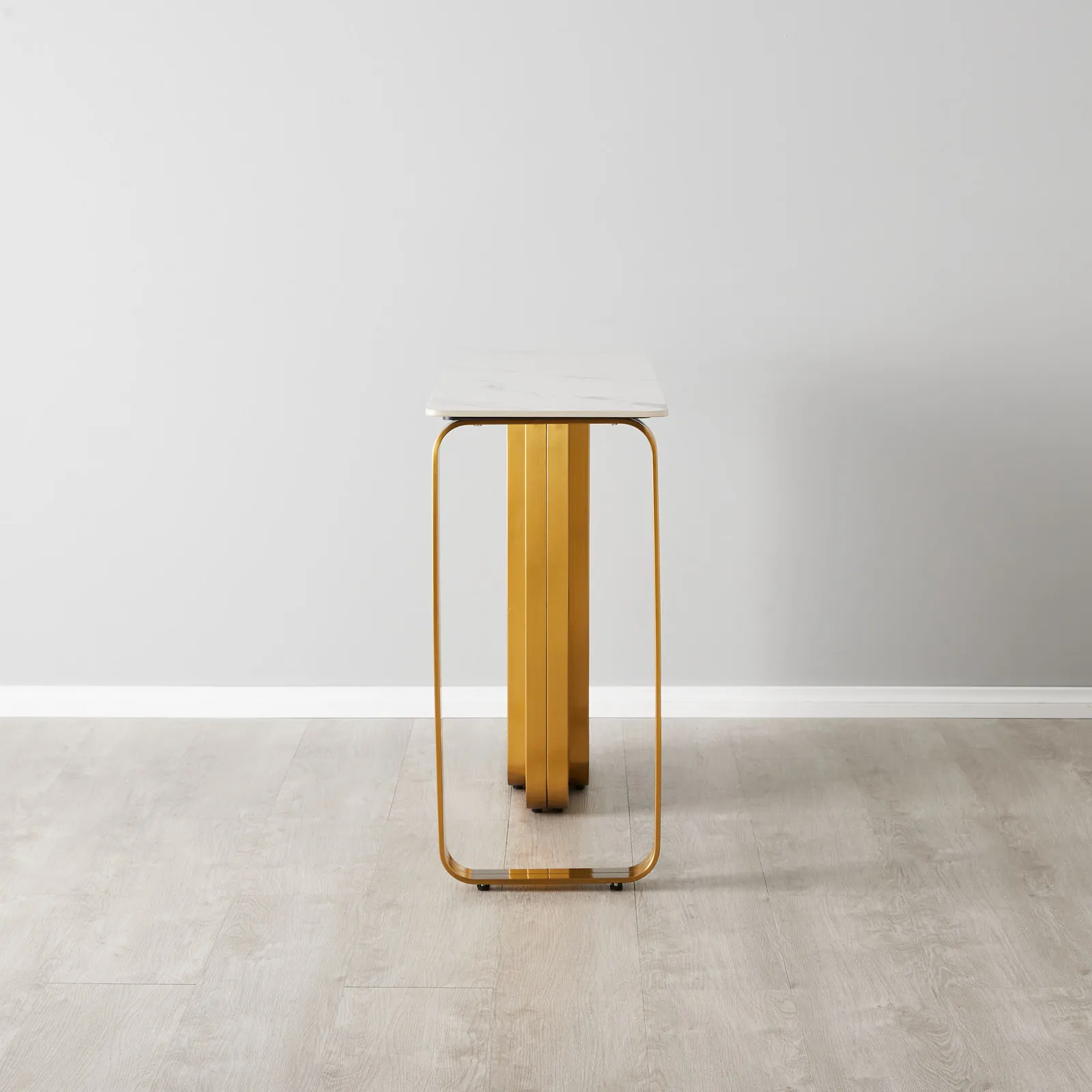 Marbella Cold Calacatta White Sintered Stone Console Table - Brushed ...