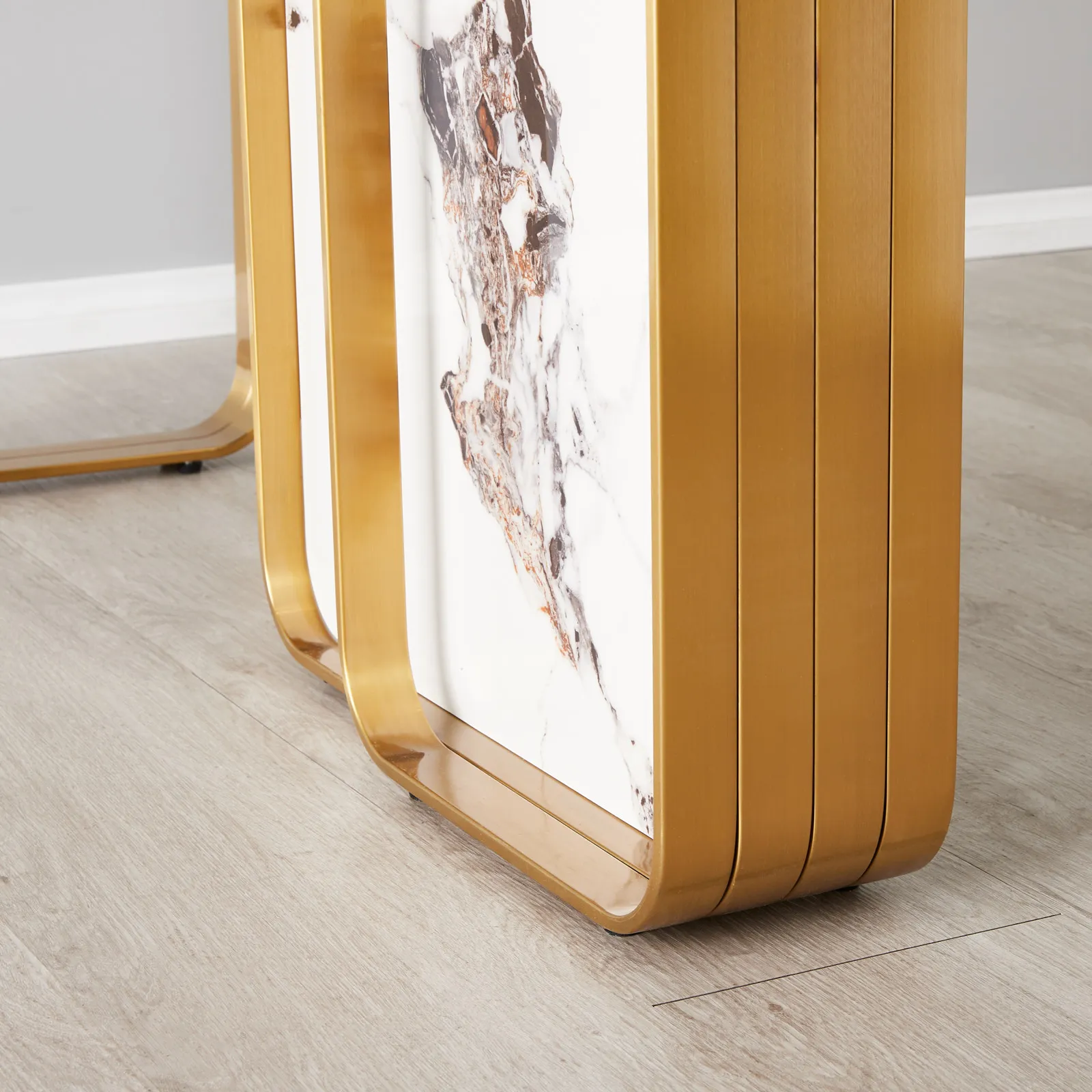 Marbella Cold Calacatta White Sintered Stone Console Table - Brushed ...