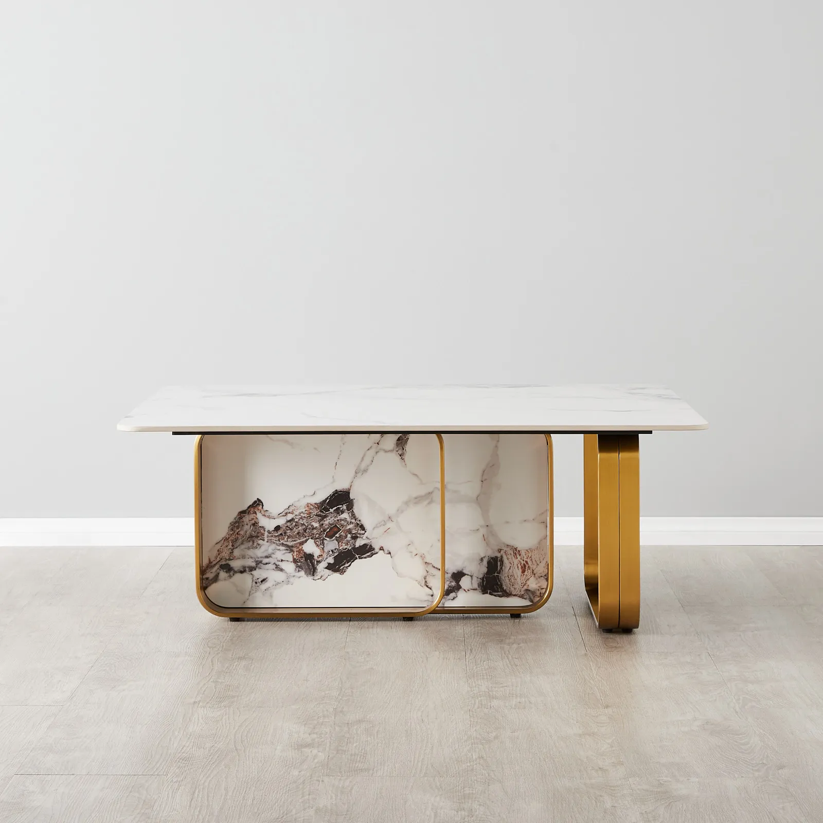 Marbella Cold Calacatta White Sintered Stone Coffee Table - Brushed ...