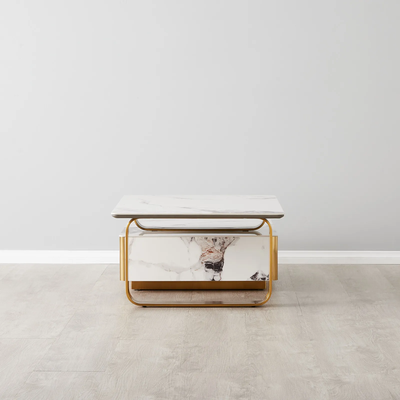 Marbella 2-Layered Cold Calacatta White Sintered Stone Coffee Table ...