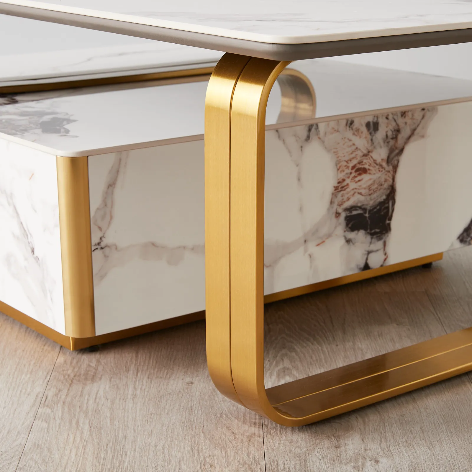Marbella 2-Layered Cold Calacatta White Sintered Stone Coffee Table ...