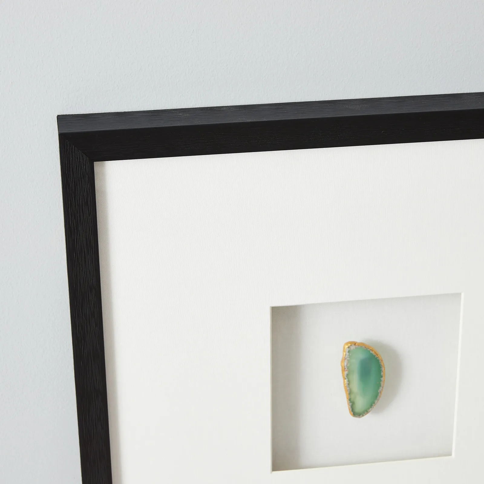 Jade Green Agate Shadow Box With Black Frame