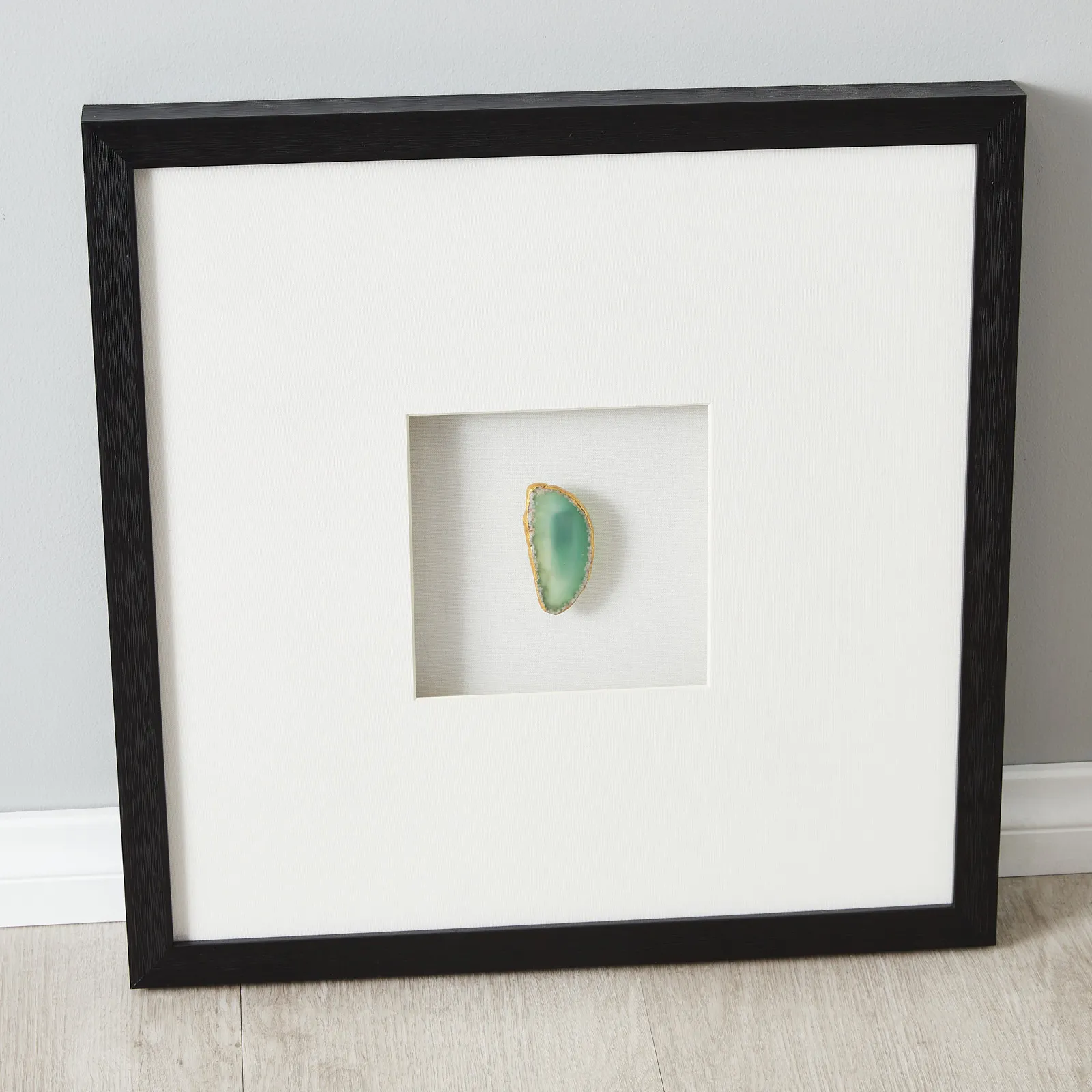 Jade Green Agate Shadow Box With Black Frame