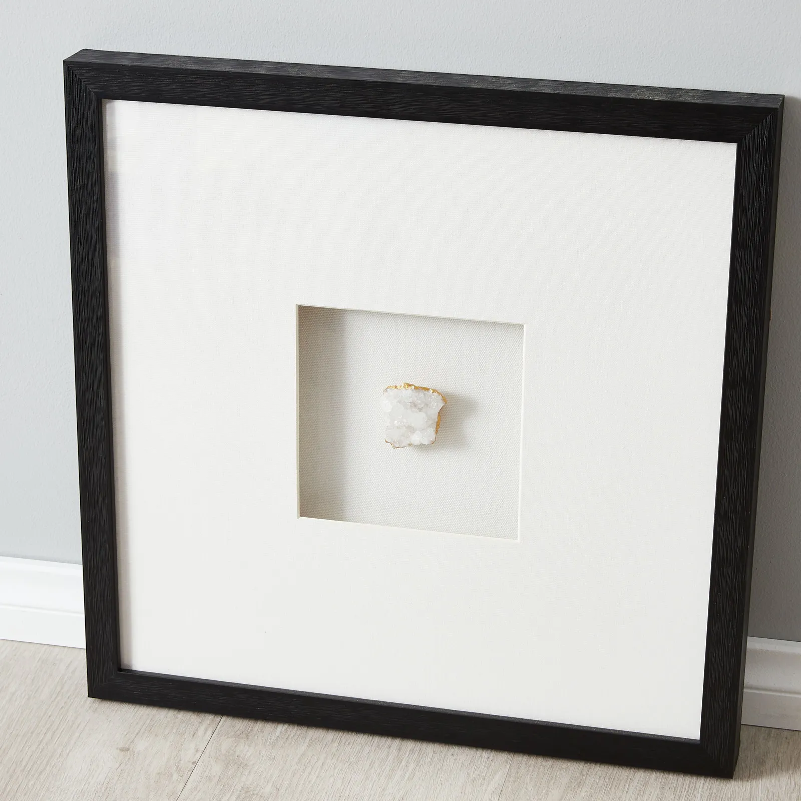 Snow White Crystal Shadow Box With Black Frame