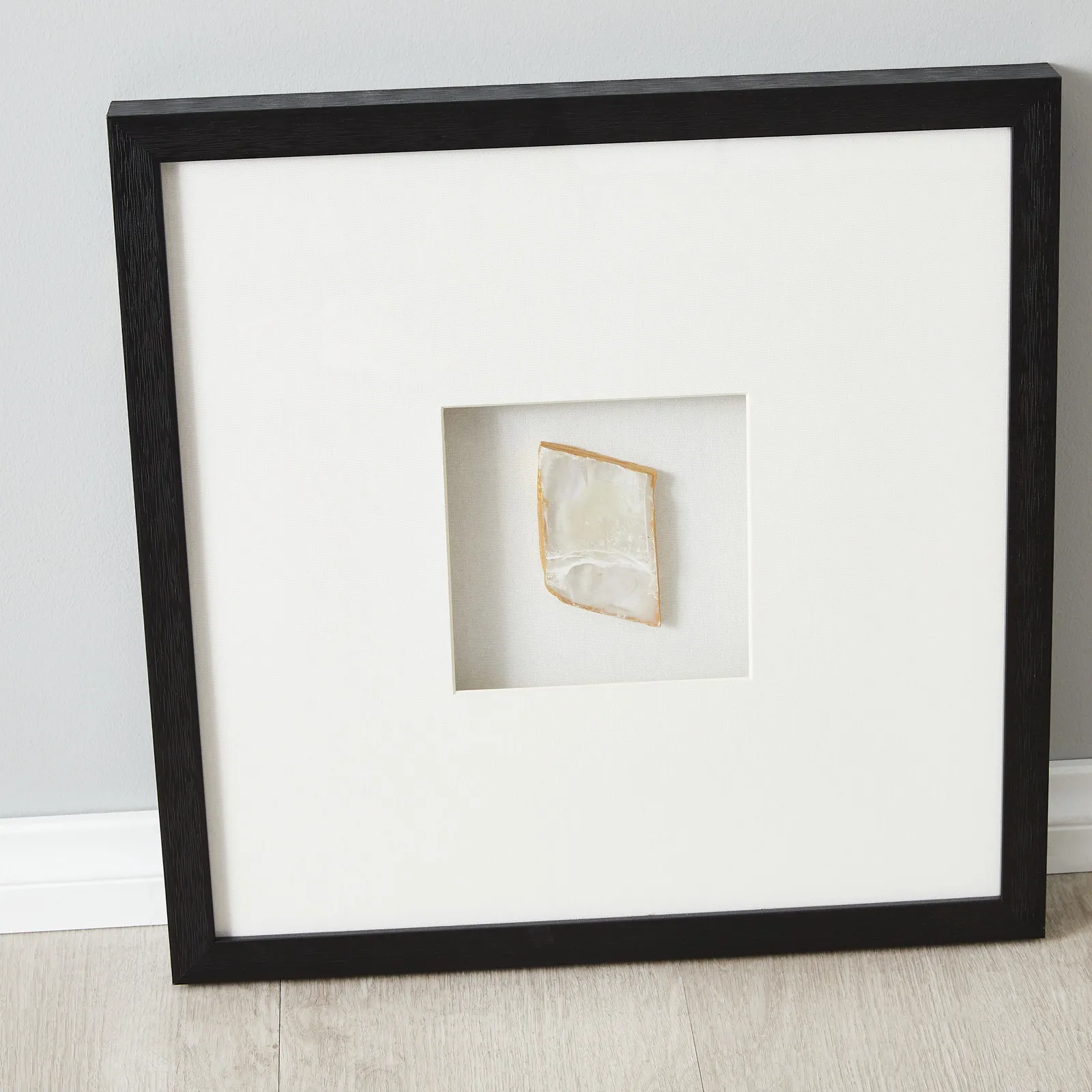 Clear Agate Shadow Box With Black Frame